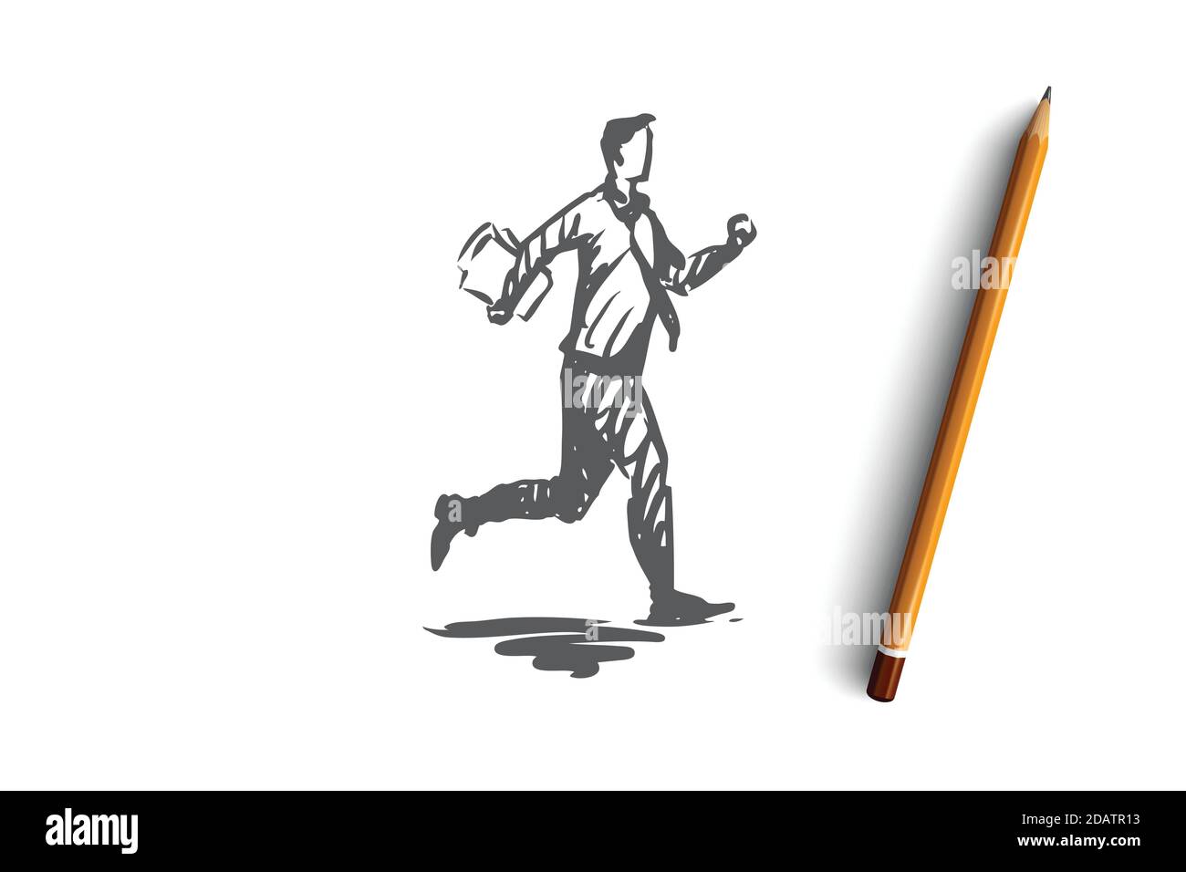 Rush, businessman, hurry, busy, deadline concept. Hand drawn isolated ...