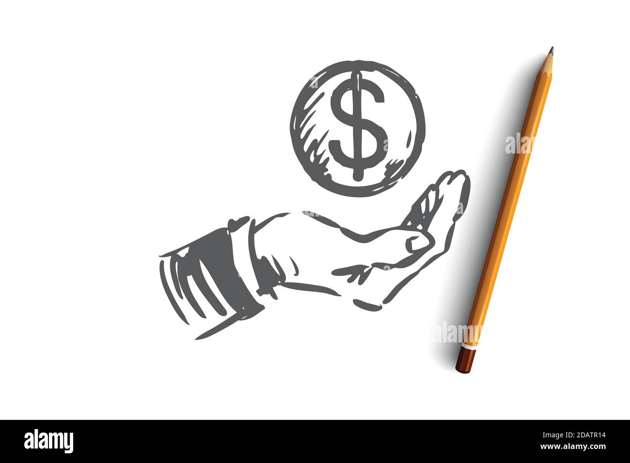 Saving, money, finance, hand, investment concept. Hand drawn isolated ...