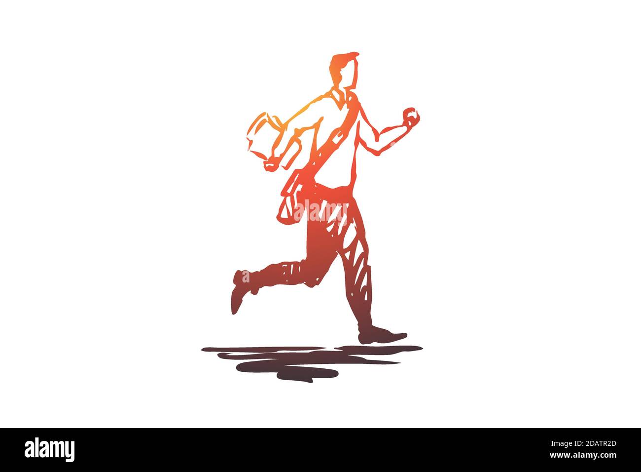 Rush, worker, busy, deadline, fast concept. Hand drawn isolated vector ...