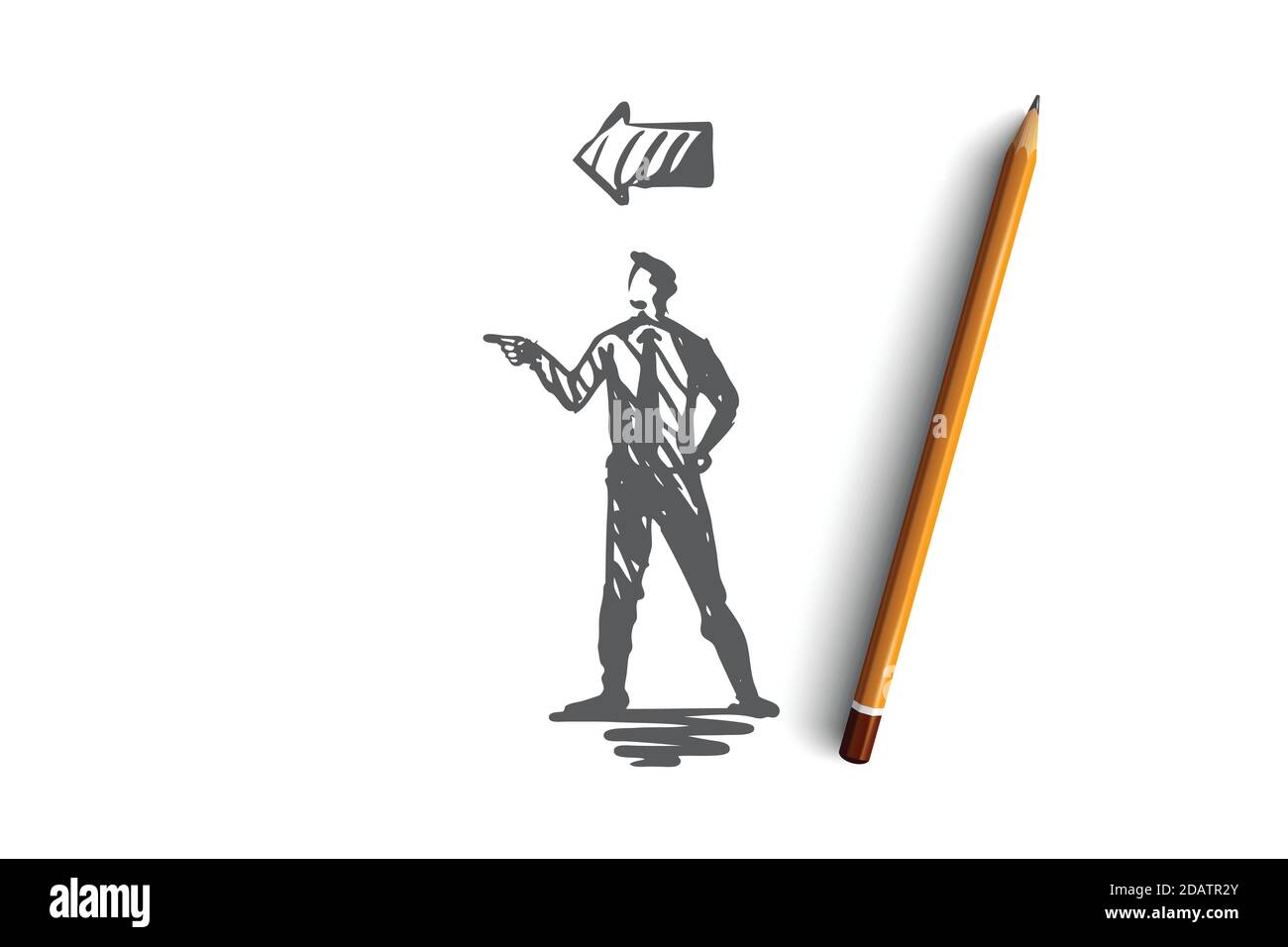 Point, man, gesture, direction, arm concept. Hand drawn isolated vector ...