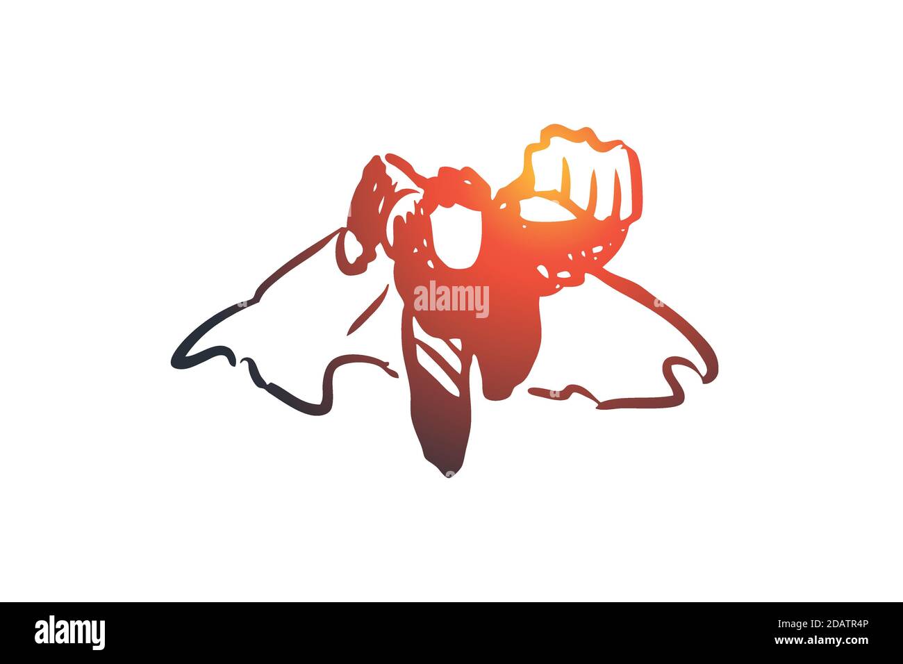 Strike, hand, fist, protest, superhero concept. Hand drawn isolated ...