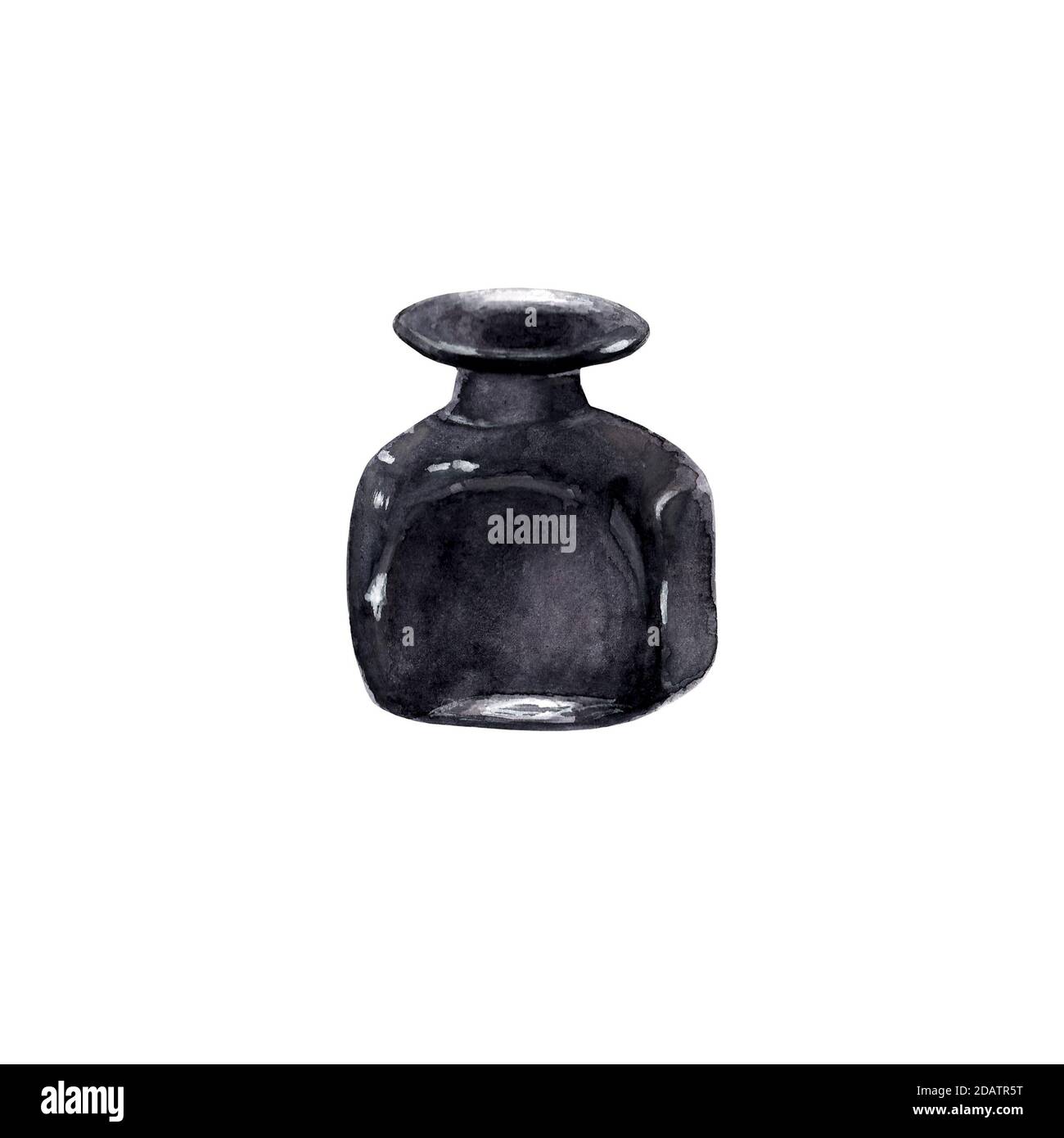 Vintage style black inkwell for fountain pen isolated on white ...