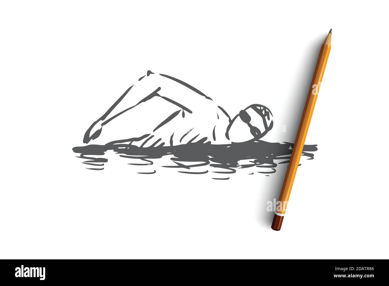 Person Swimming Drawing