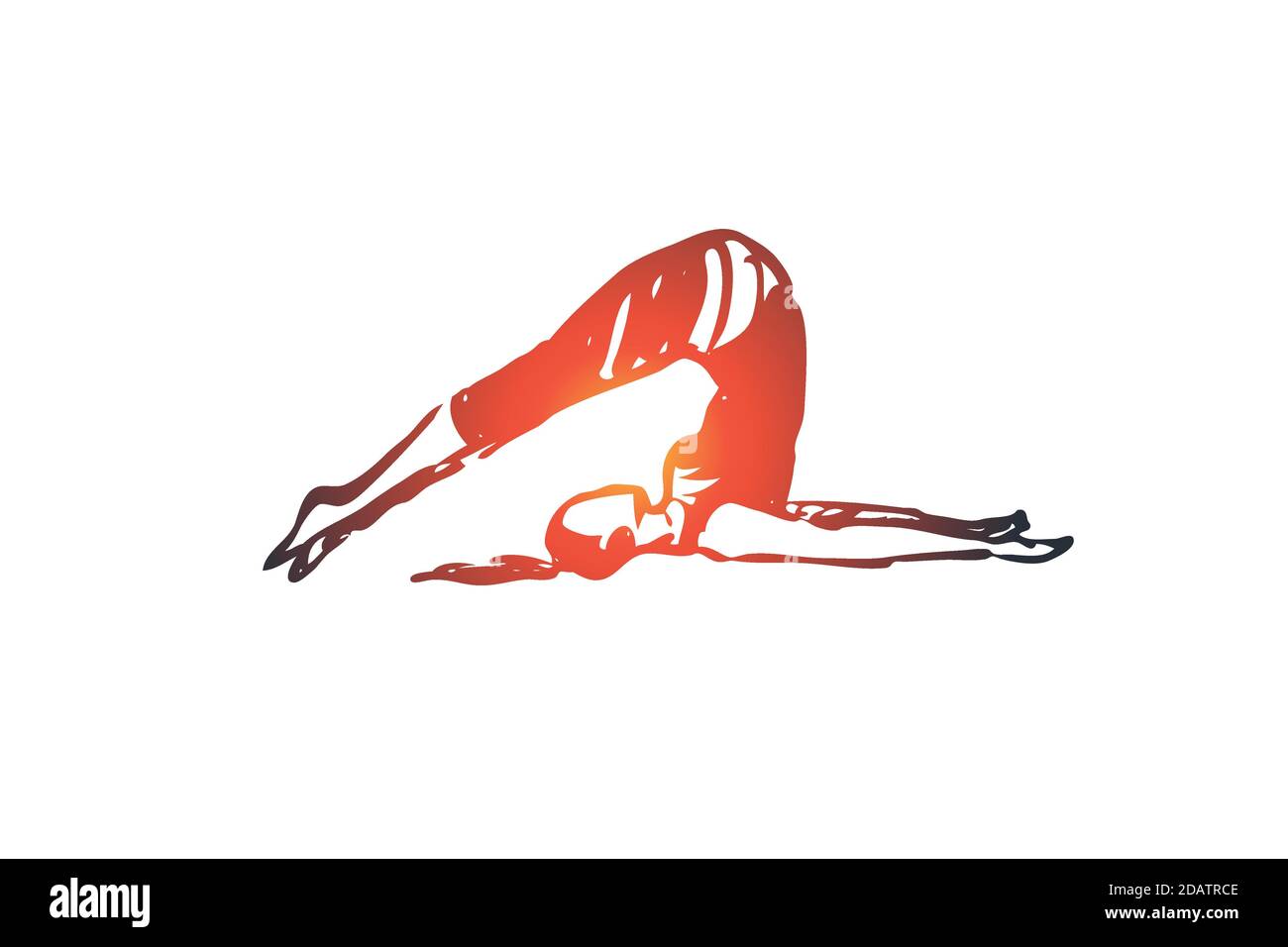 Tip over, yoga, pose, asana, balance concept. Hand drawn isolated ...