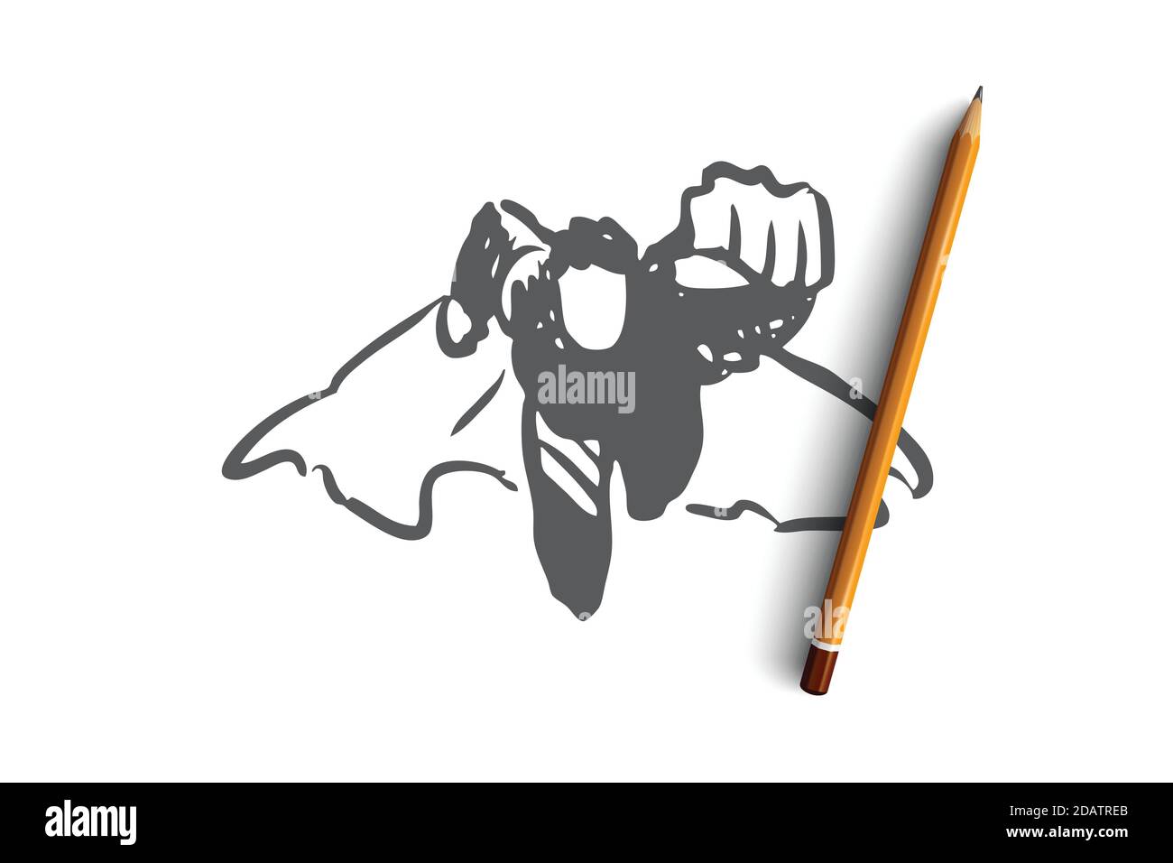 Strike, hand, fist, protest, superhero concept. Hand drawn isolated ...