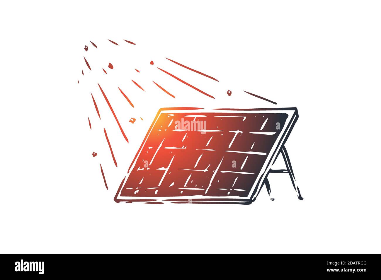 Solar, energy, panel, sun, alternative concept. Hand drawn isolated ...