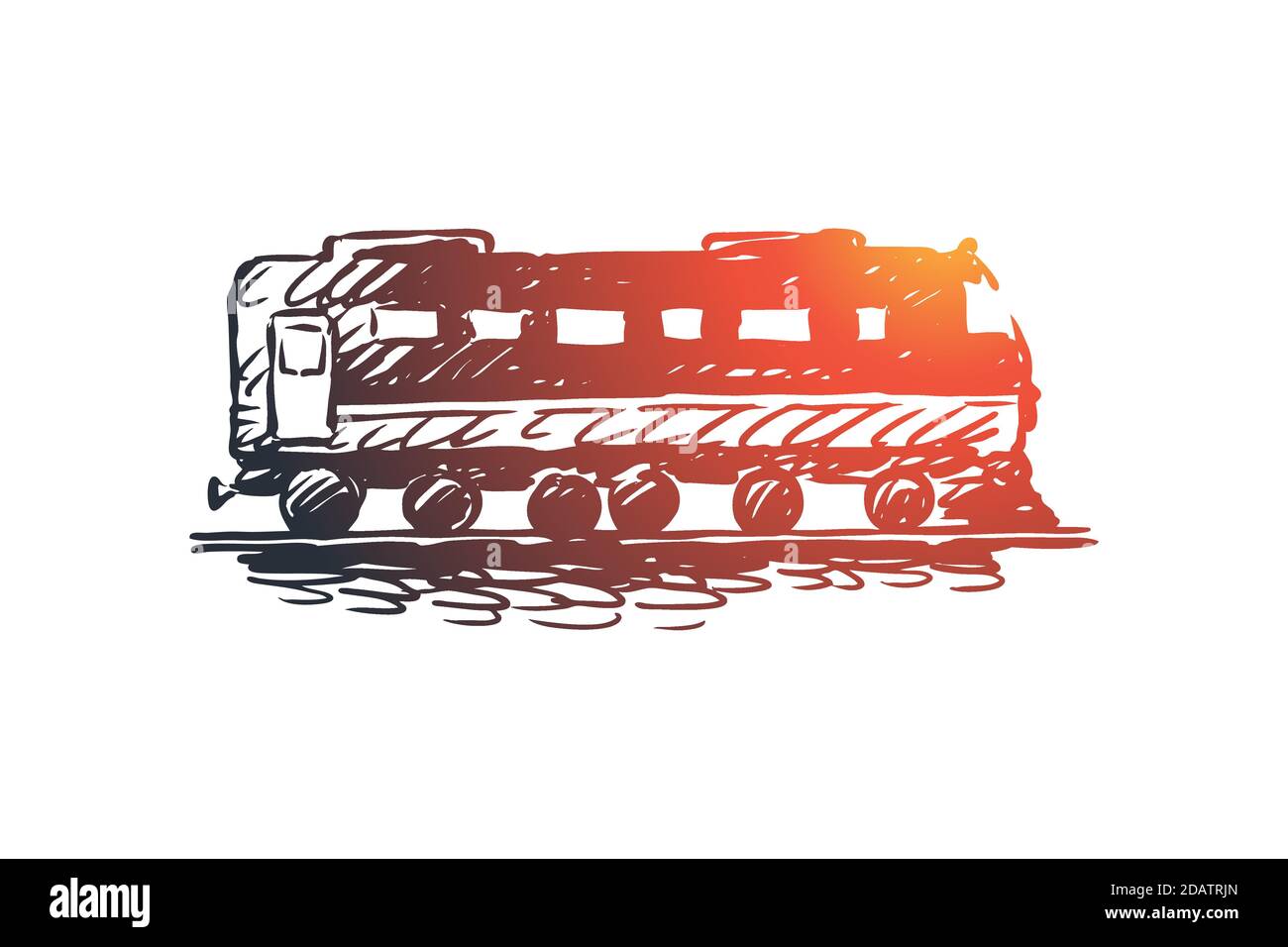 Train, railway, travel, transport, rail concept. Hand drawn isolated ...