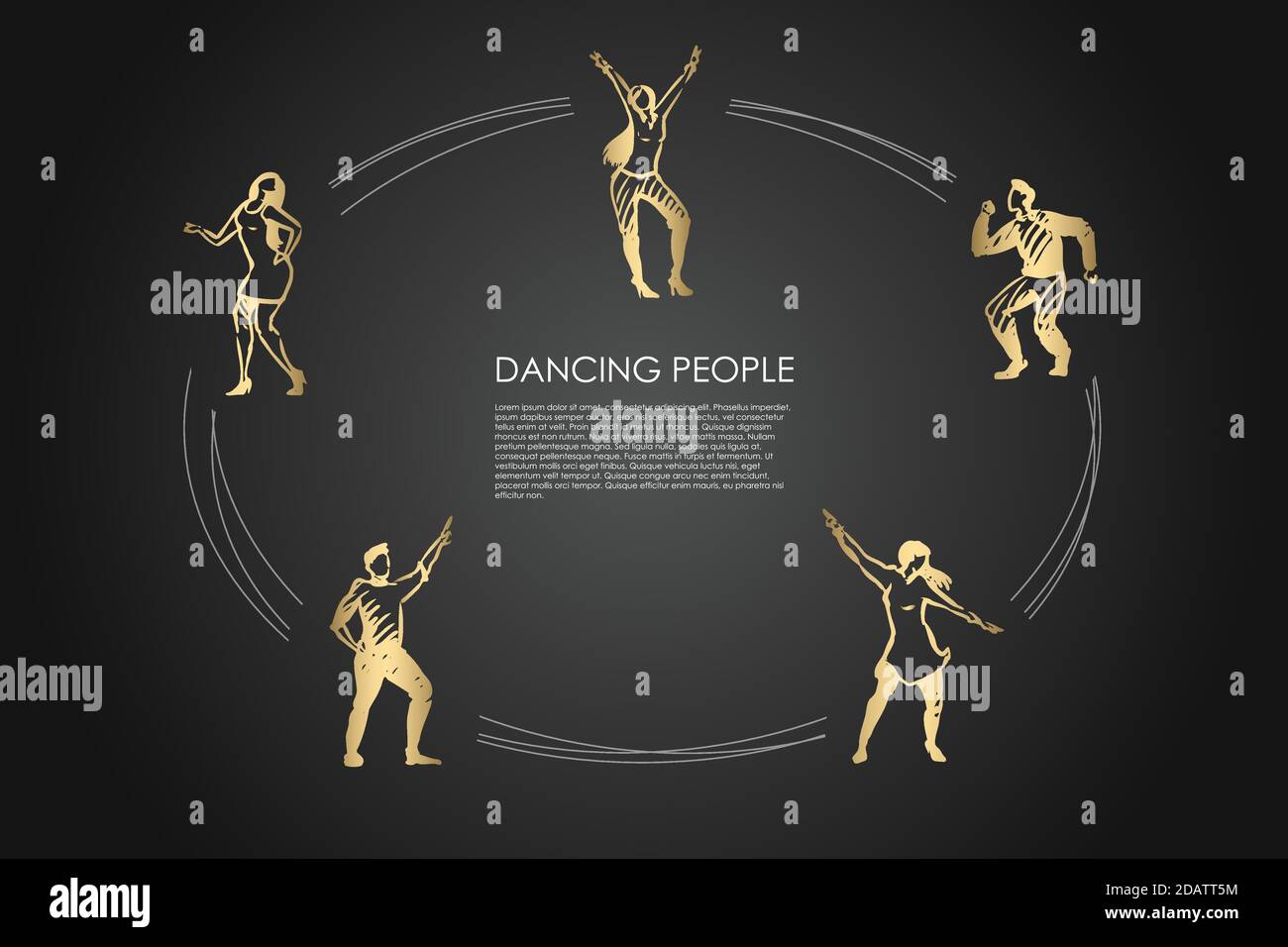 Dancing people - men and women in different dancing poses vector ...
