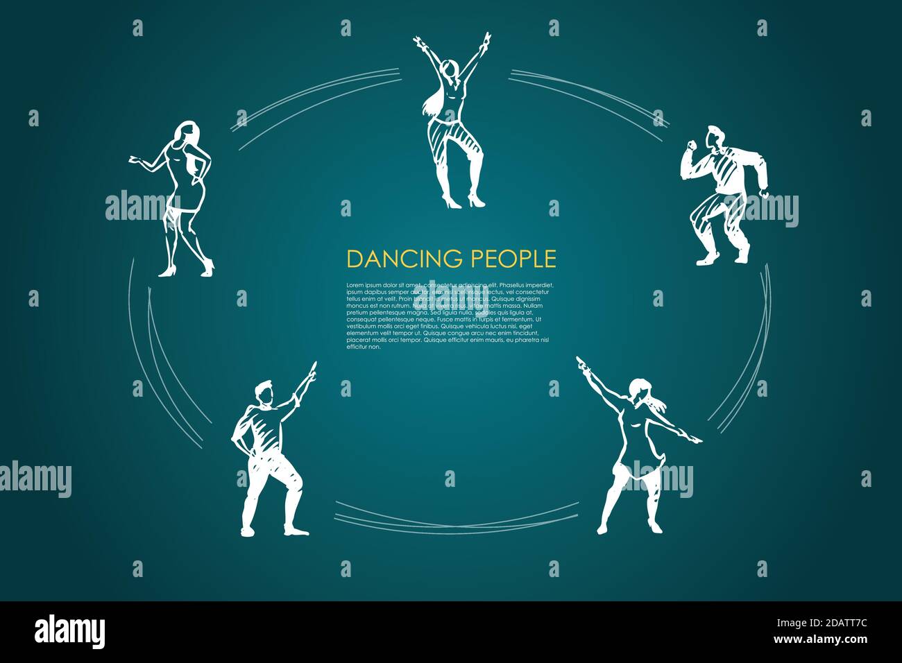 Dancing people - men and women in different dancing poses vector ...