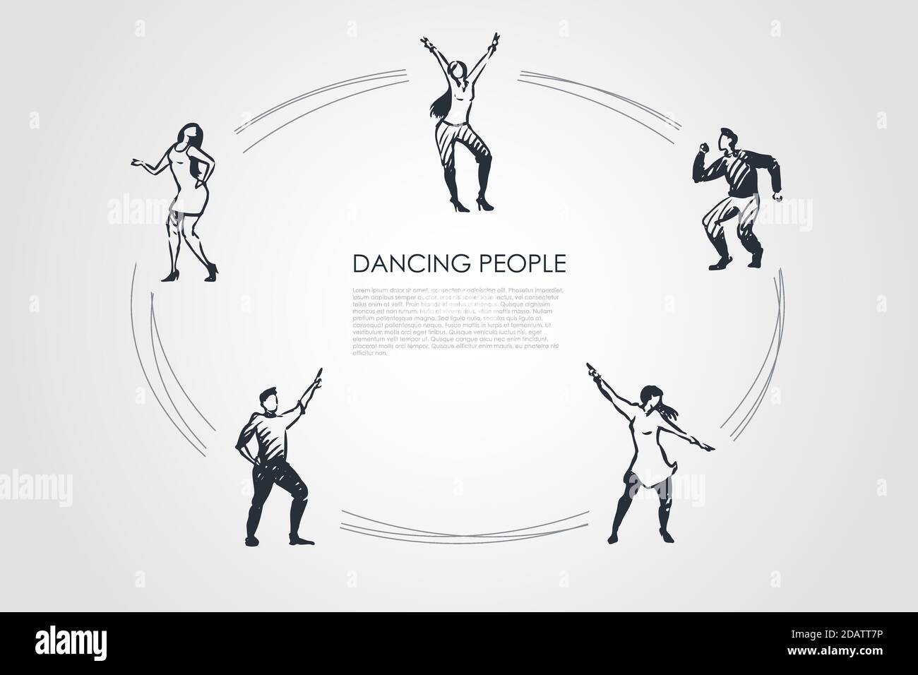 Dancing people - men and women in different dancing poses vector ...