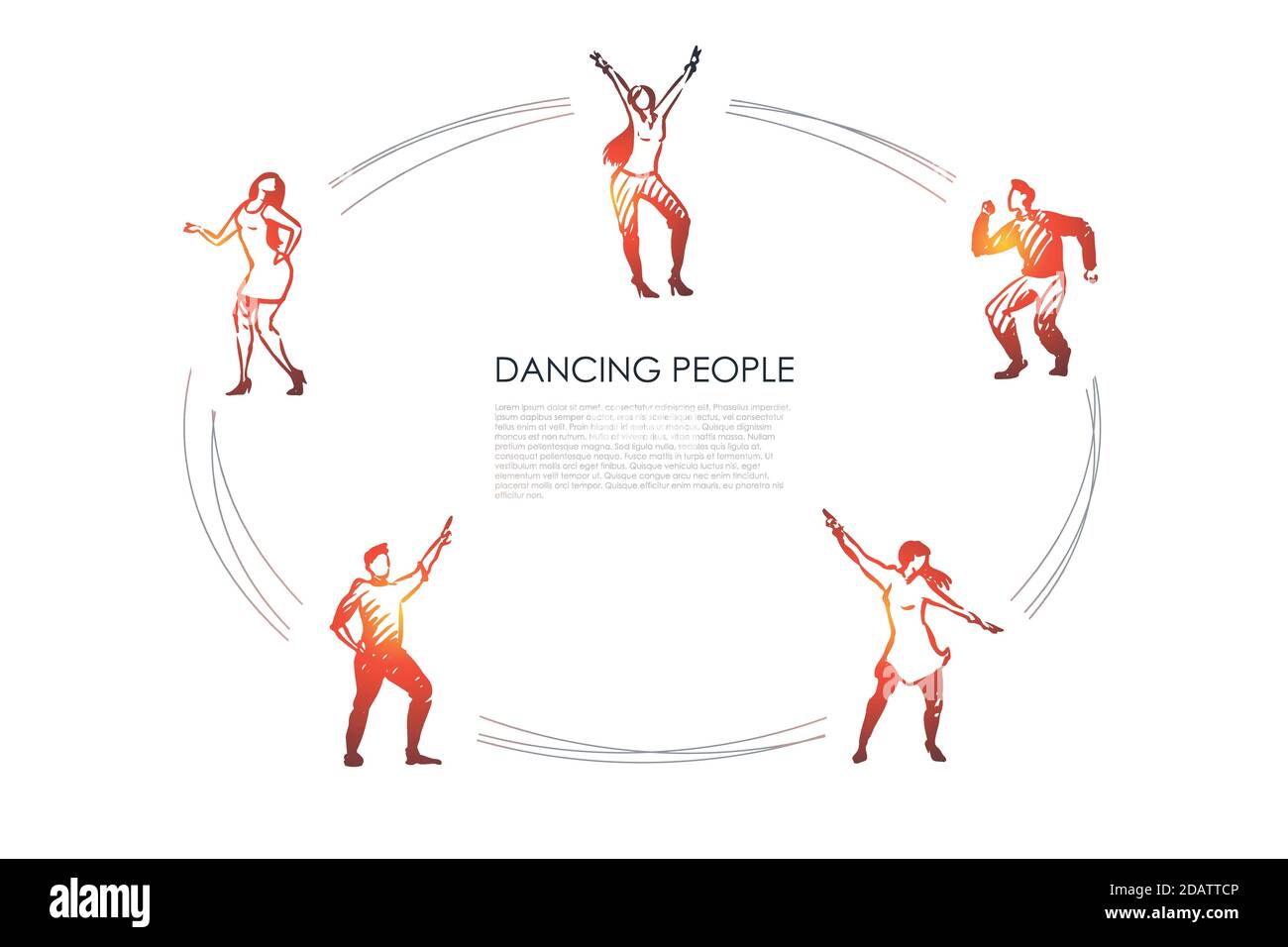 Dancing people - men and women in different dancing poses vector ...