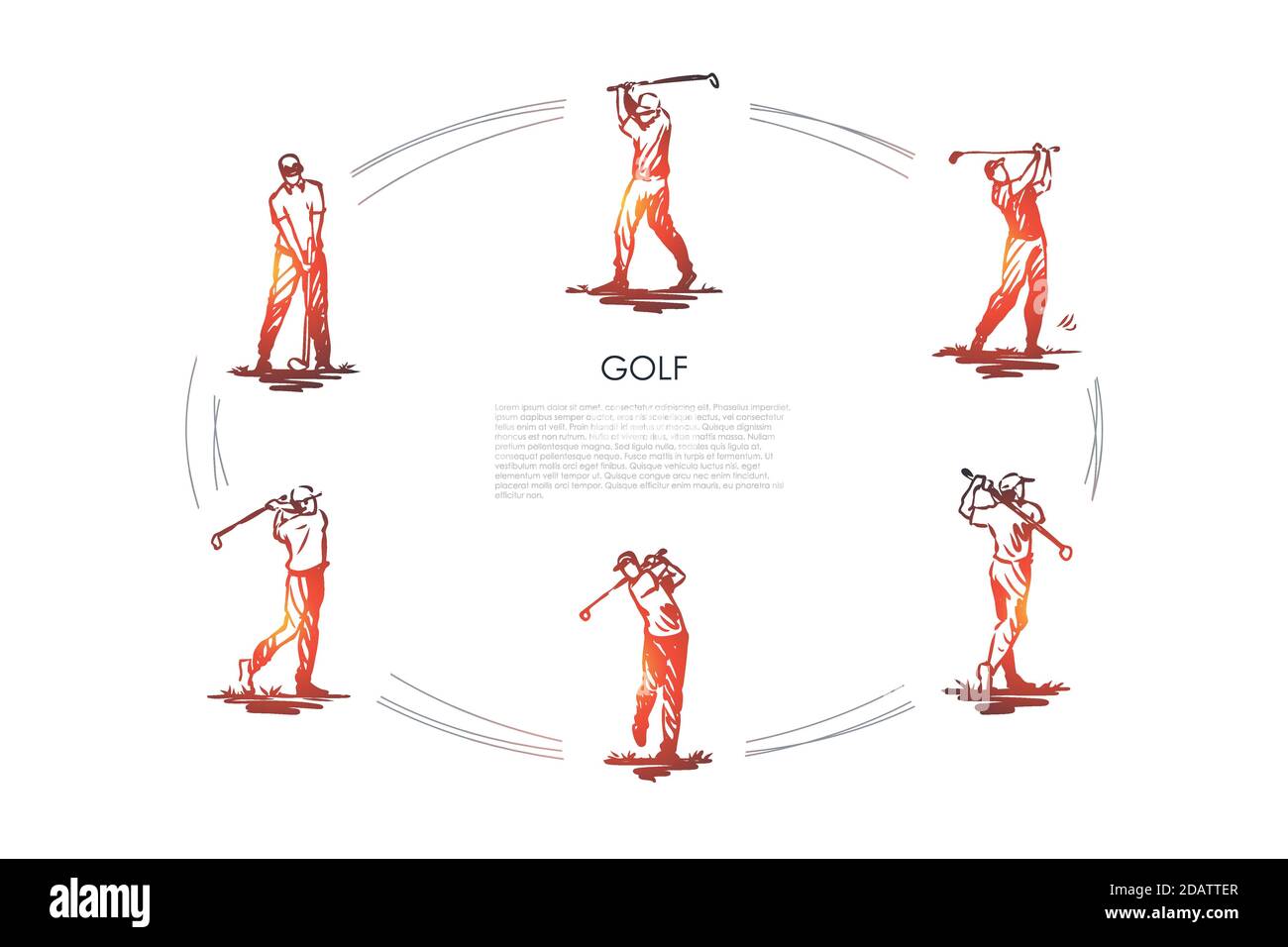 Golf - man with golf club in different active poses vector concept set ...