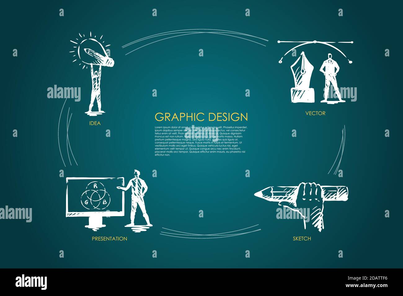 Graphic design - idea, sketch, presentation, vector concept set Stock ...