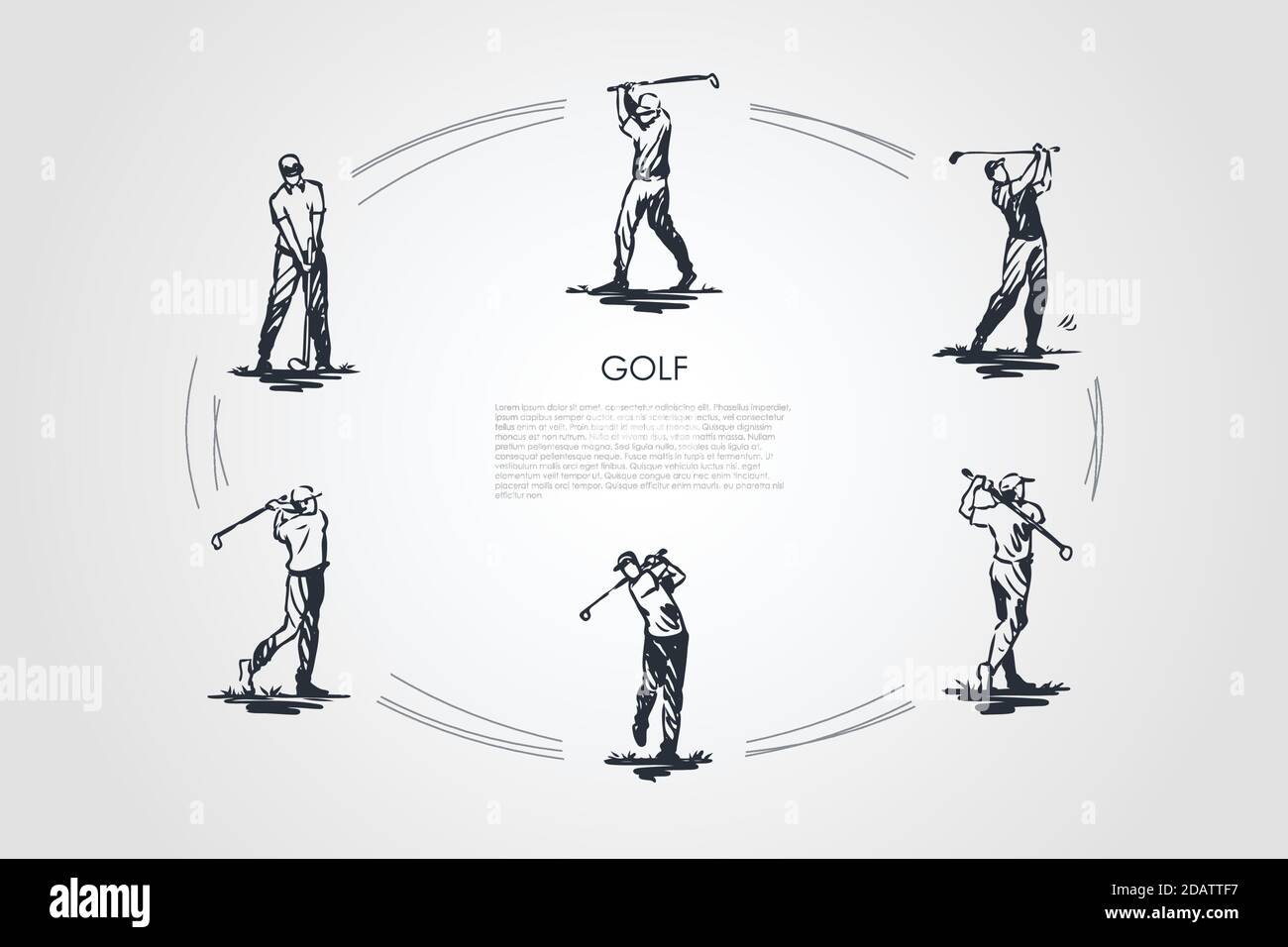 Golf - man with golf club in different active poses vector concept set ...