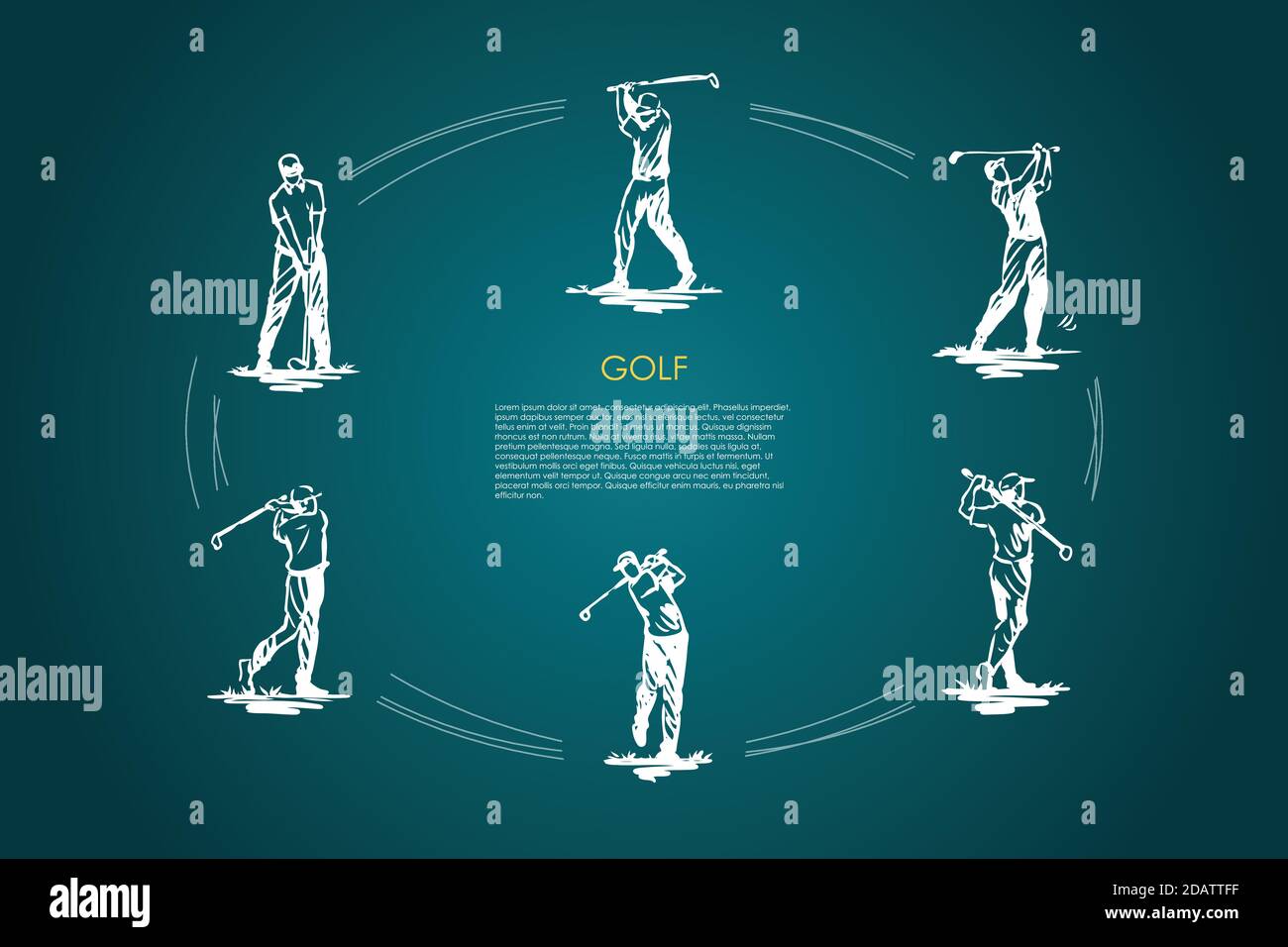 Golf - man with golf club in different active poses vector concept set ...