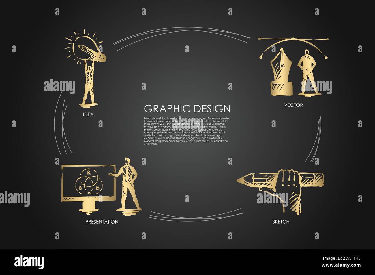 Graphic design - idea, sketch, presentation, vector concept set Stock ...