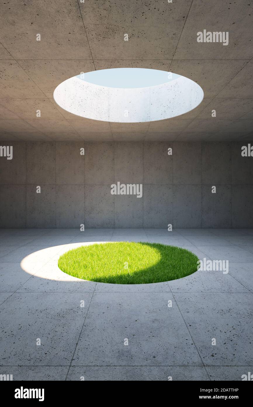 concrete space interior, 3d rendering Stock Photo - Alamy