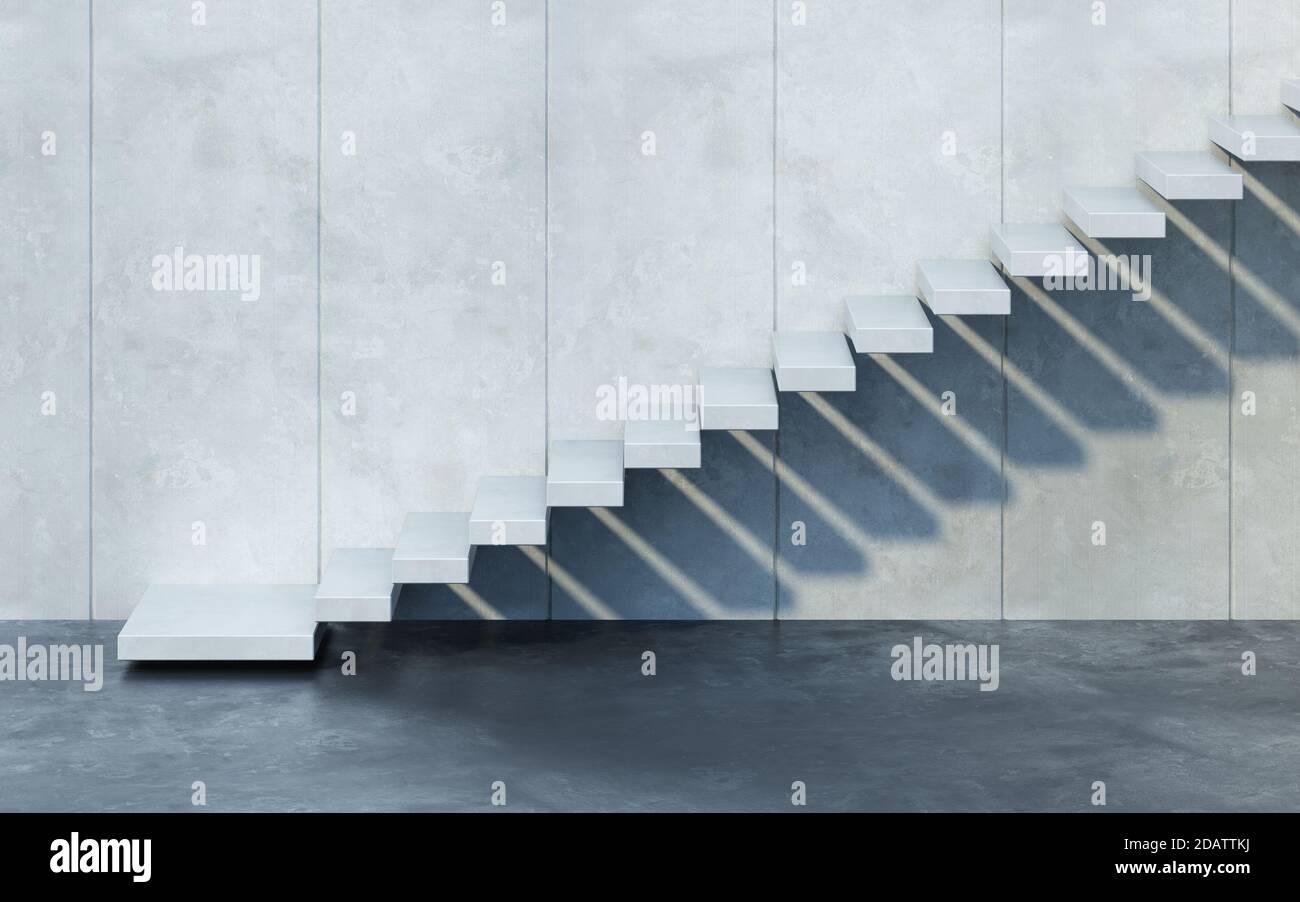 modern staircase in concrete interior, 3d rendering Stock Photo - Alamy