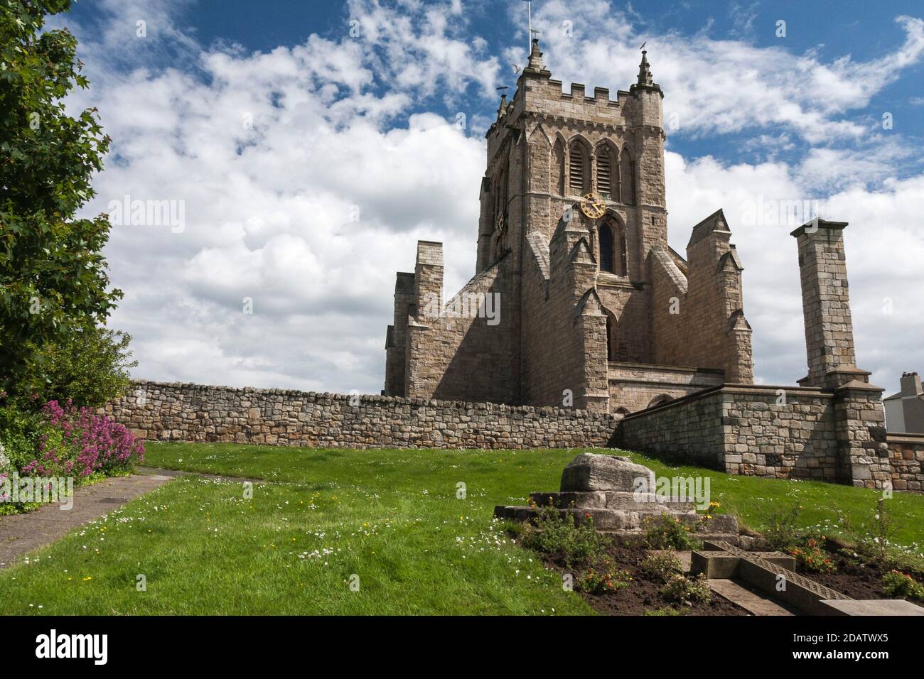A scenic view of St.Hilda's church at Hartlepool,England showing blue ...