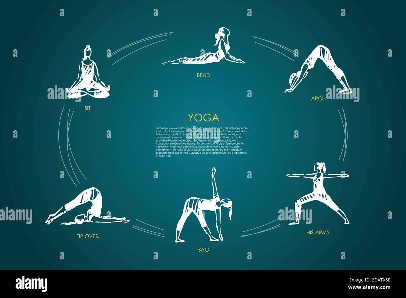 Yoga - sit, bend, arch, his arms, sag, tip over vector concept set ...