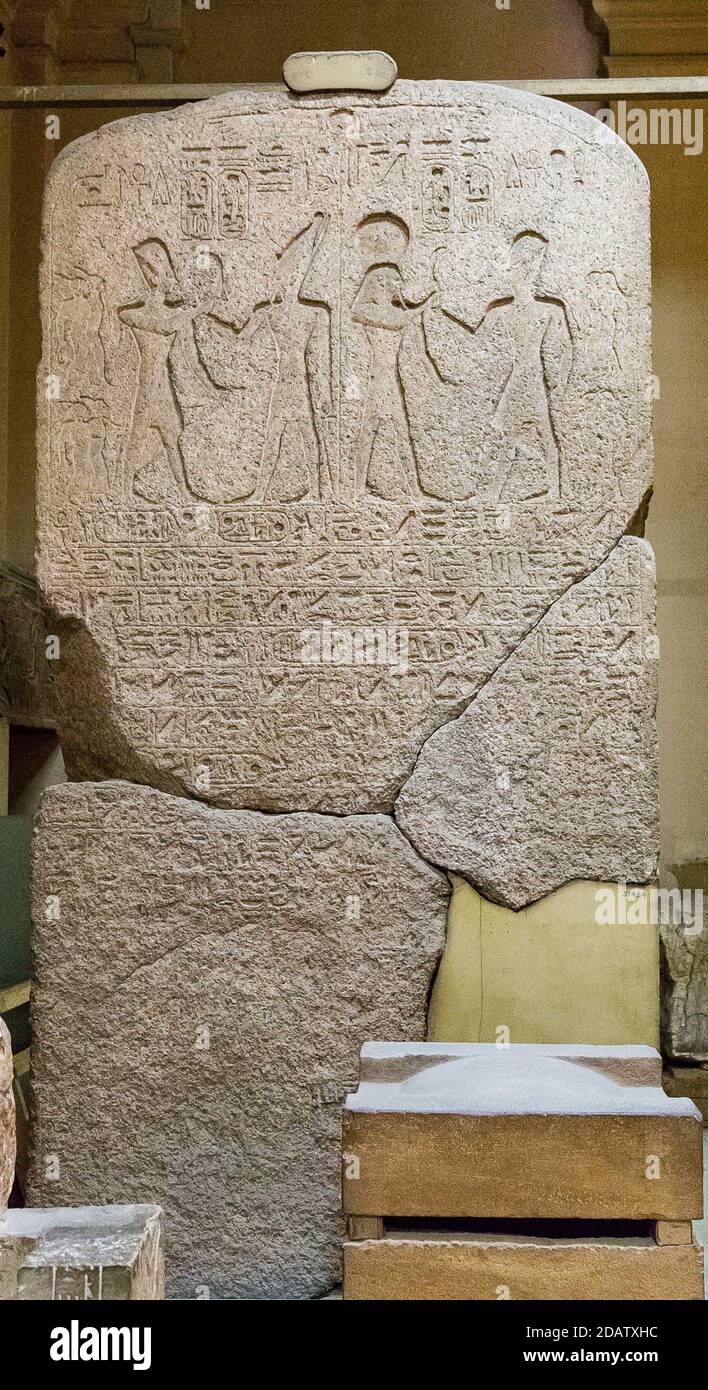 Egypt, Cairo, Egyptian Museum, stele of Ramses II. inscribed on both ...