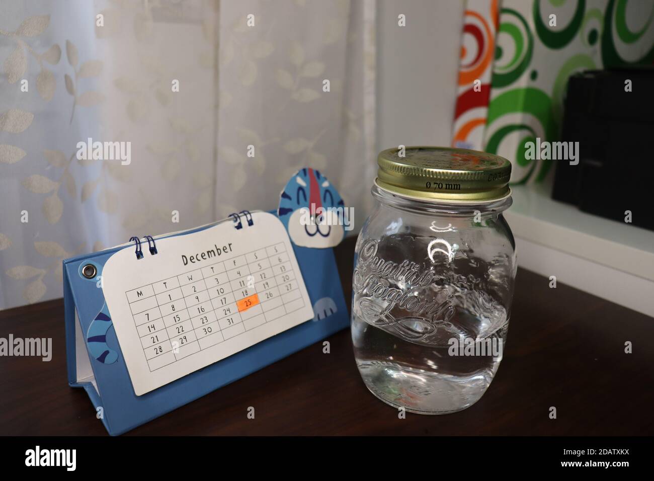 calendar with mason jar Stock Photo - Alamy