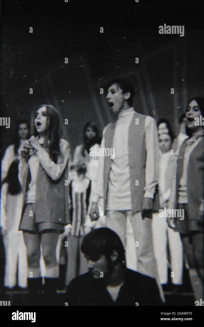 Fine 1970s vintage black and white photography of a live stage ...