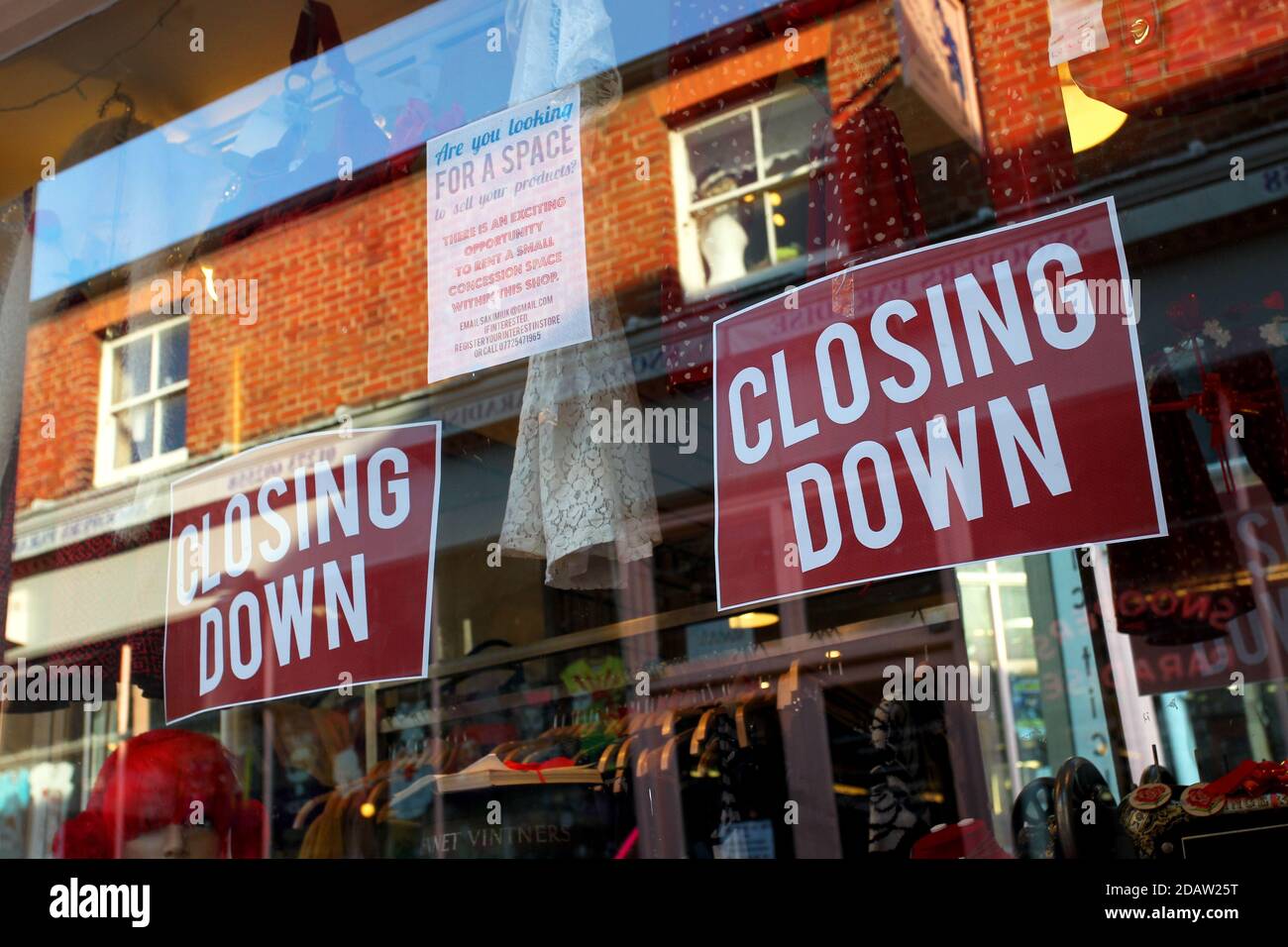 Sale and closing down signs in shop windows in Brighton, East Sussex ...
