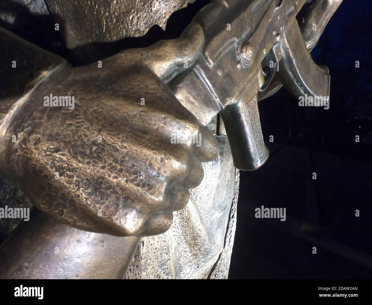 Russia. Vyborg. 10.10.2020 Statue of a border guard with a metal ...
