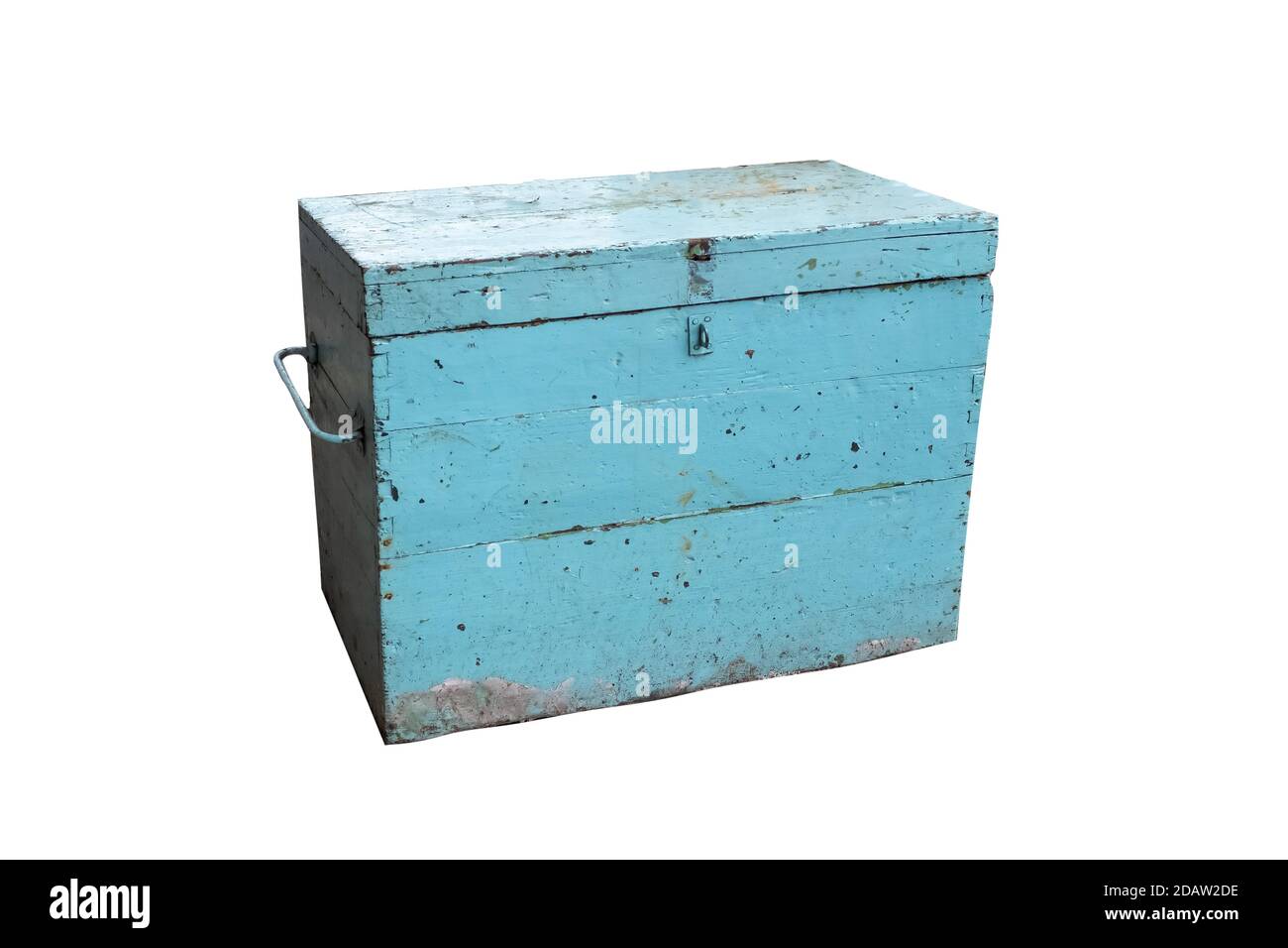 old blue chest isolated on white background Stock Photo - Alamy