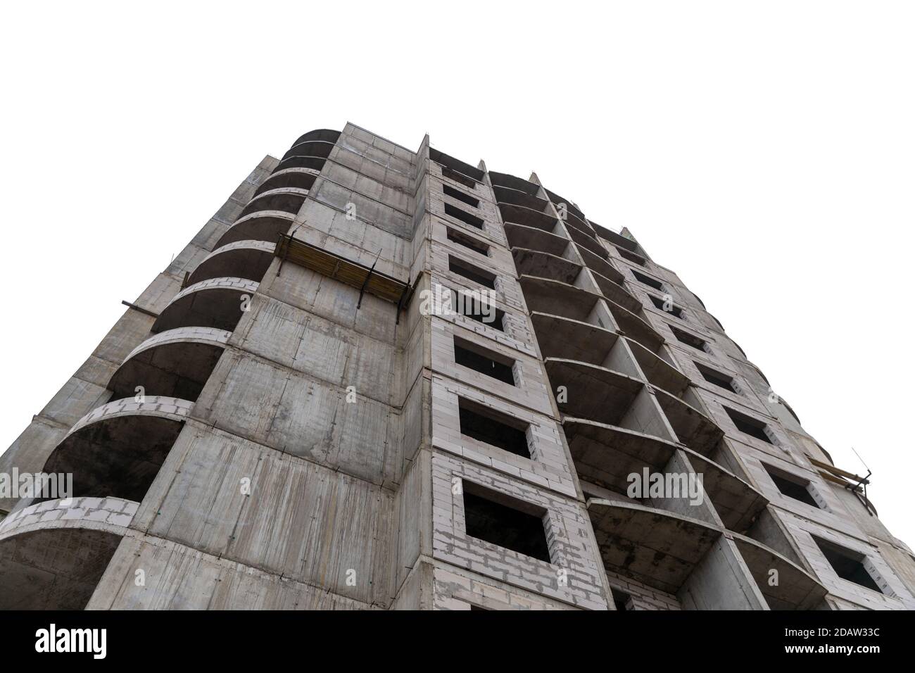 multi-storey panel house under construction isolated on white ...