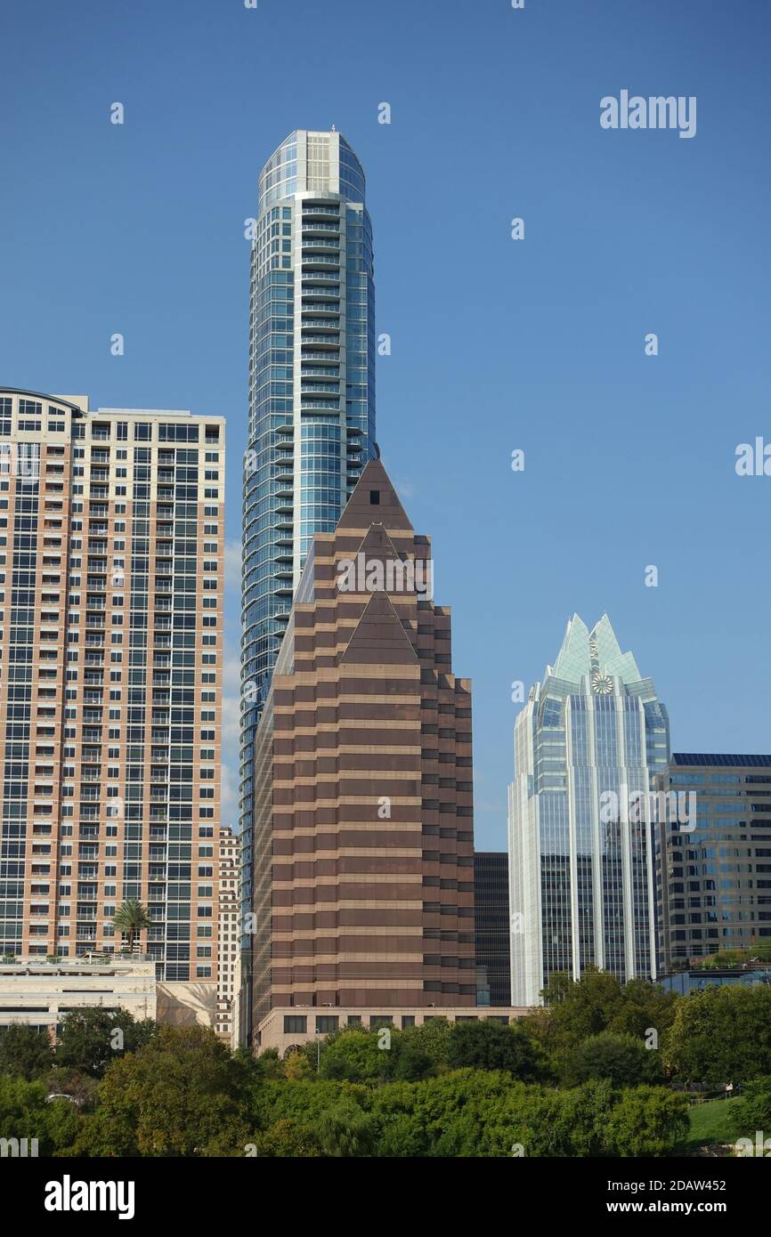 AUSTIN, TX -18 SEP 2020- View of modern buildings in the downtown ...