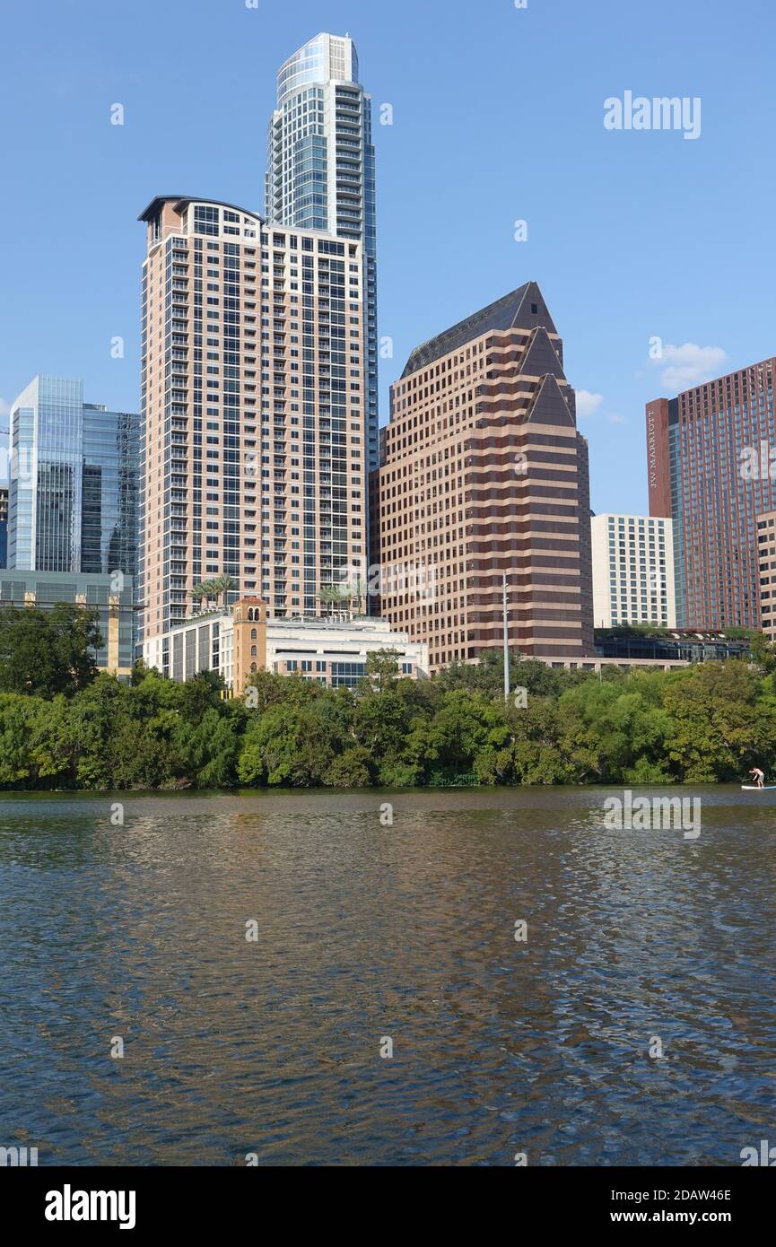 AUSTIN, TX -18 SEP 2020- View of modern buildings in the downtown ...