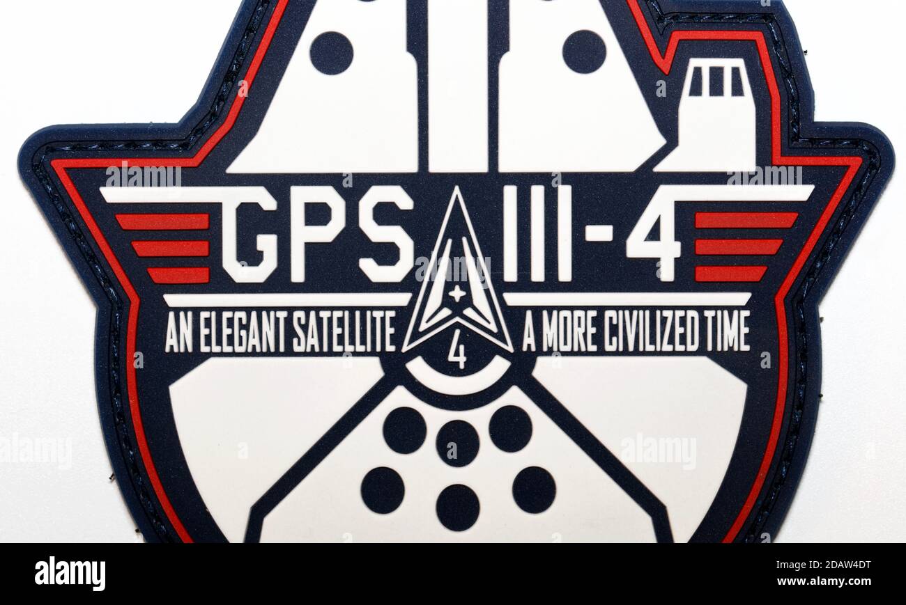 Falcon 9 GPS III-4 Space Mission PVC Patch Stock Photo - Alamy