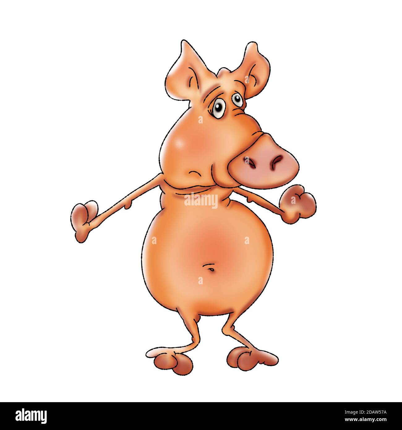 Scared little pig. Cartoon character on a white background Stock Photo ...