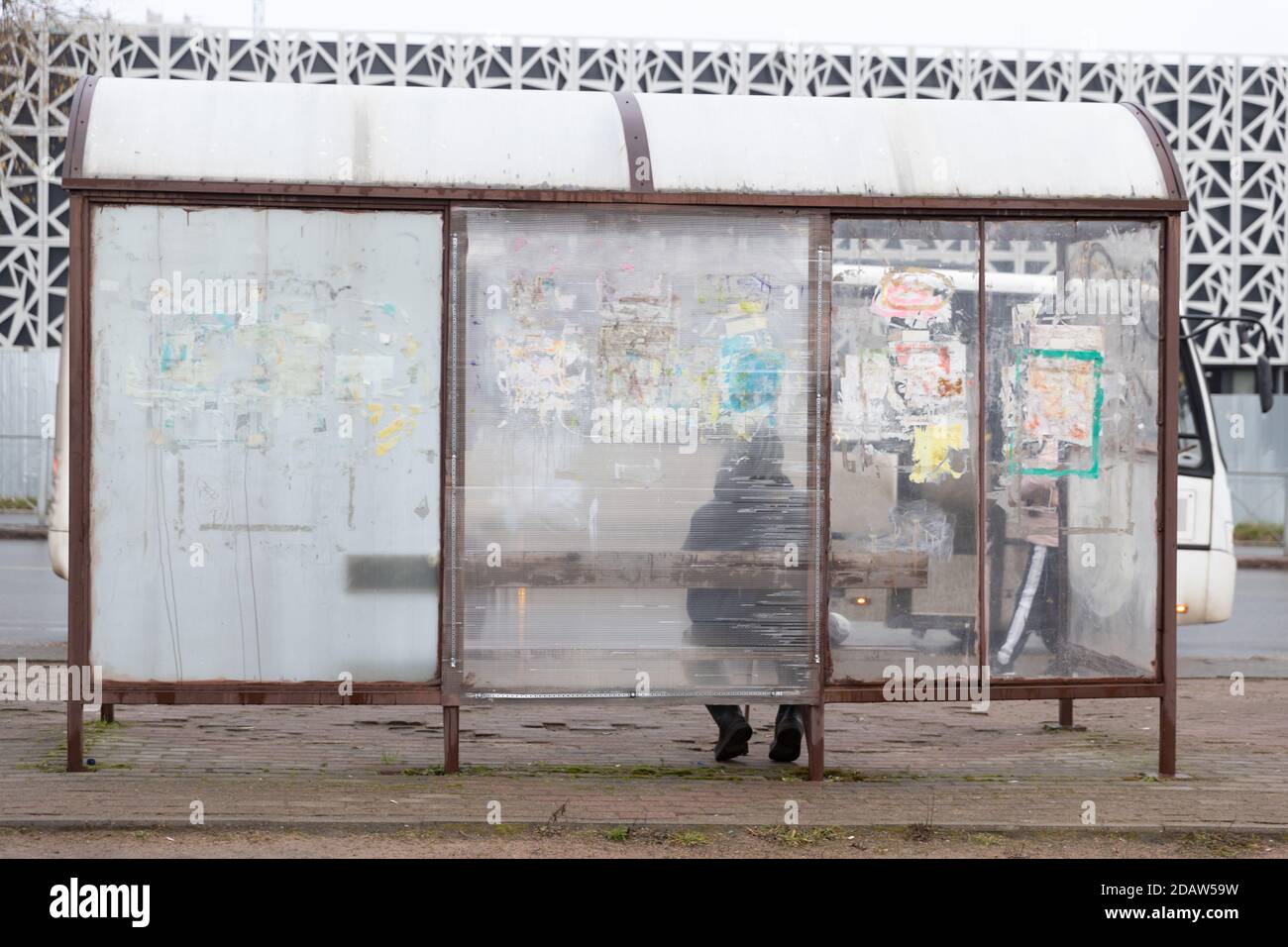 Empty dirty bus stop hi-res stock photography and images - Alamy