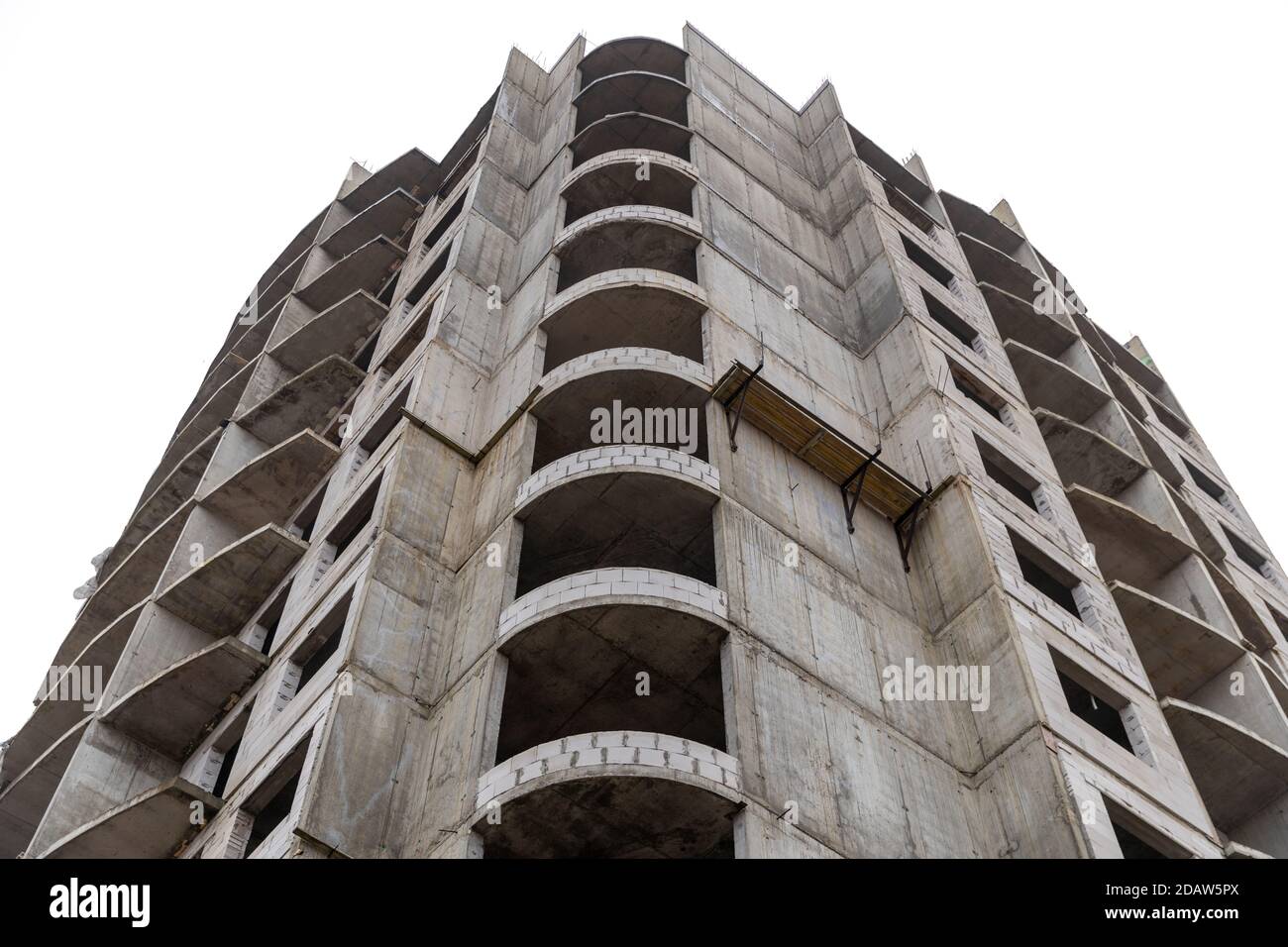 multi-storey panel house under construction isolated on white ...