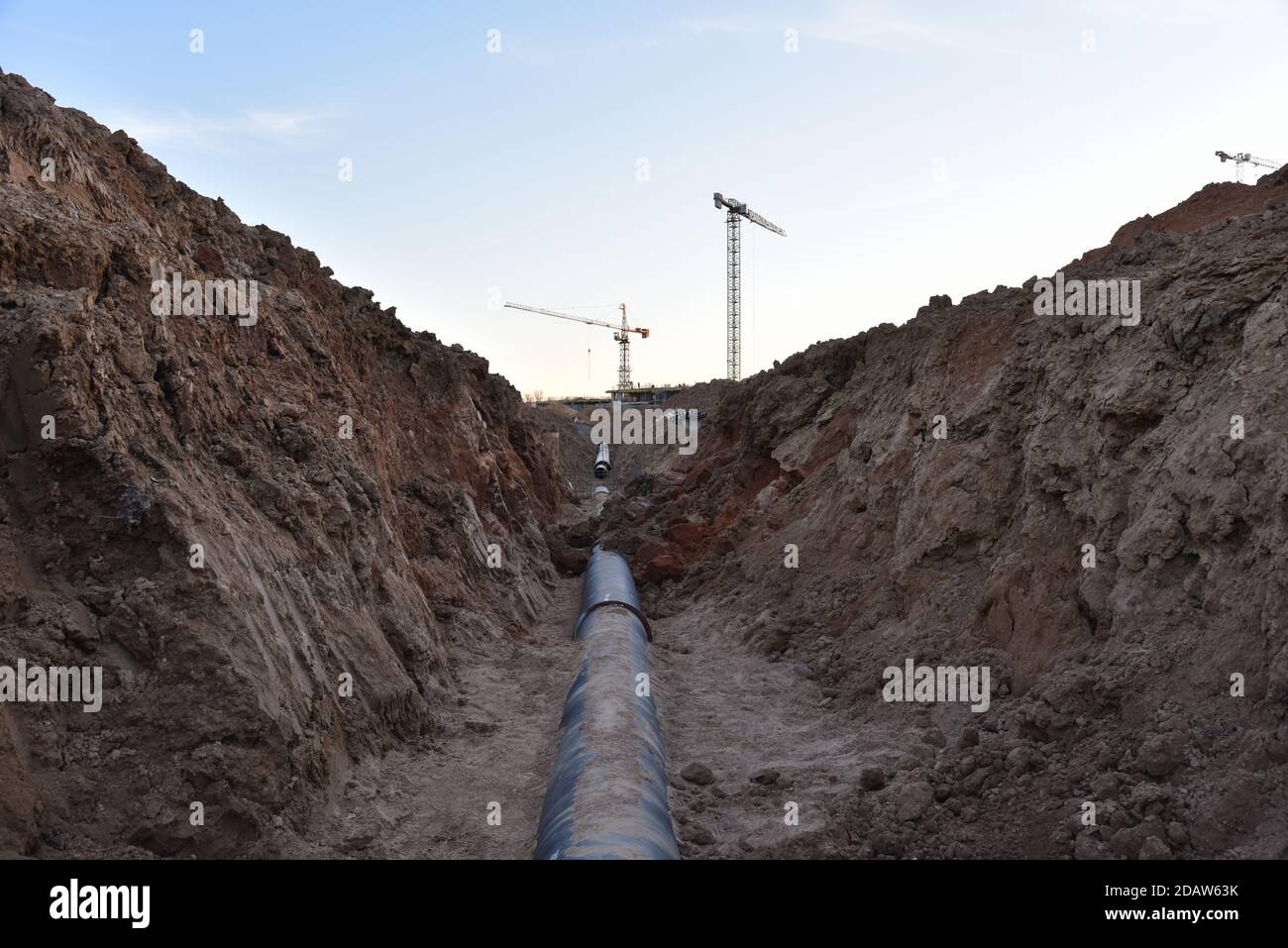 Sewer pipes for laying an external sewage system at a construction site ...