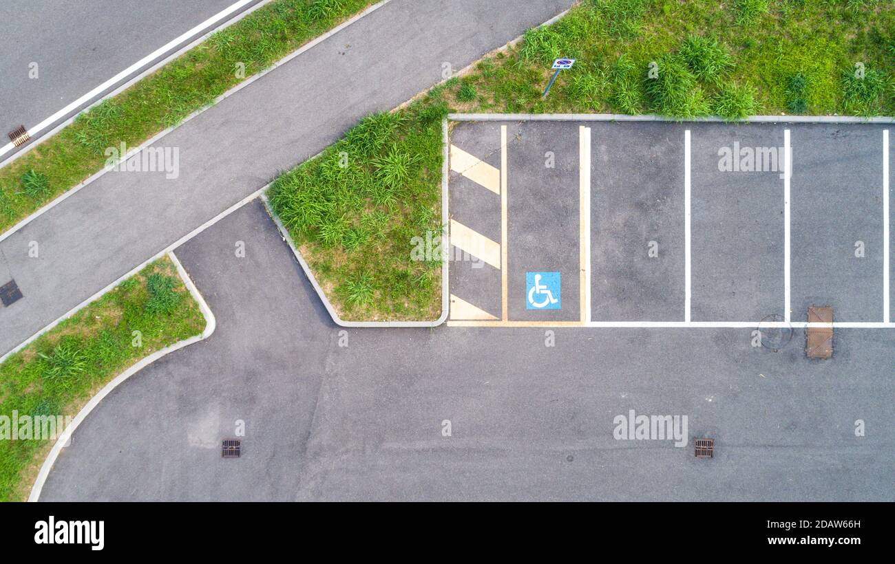 Parking lot, aerial drone photography Stock Photo - Alamy