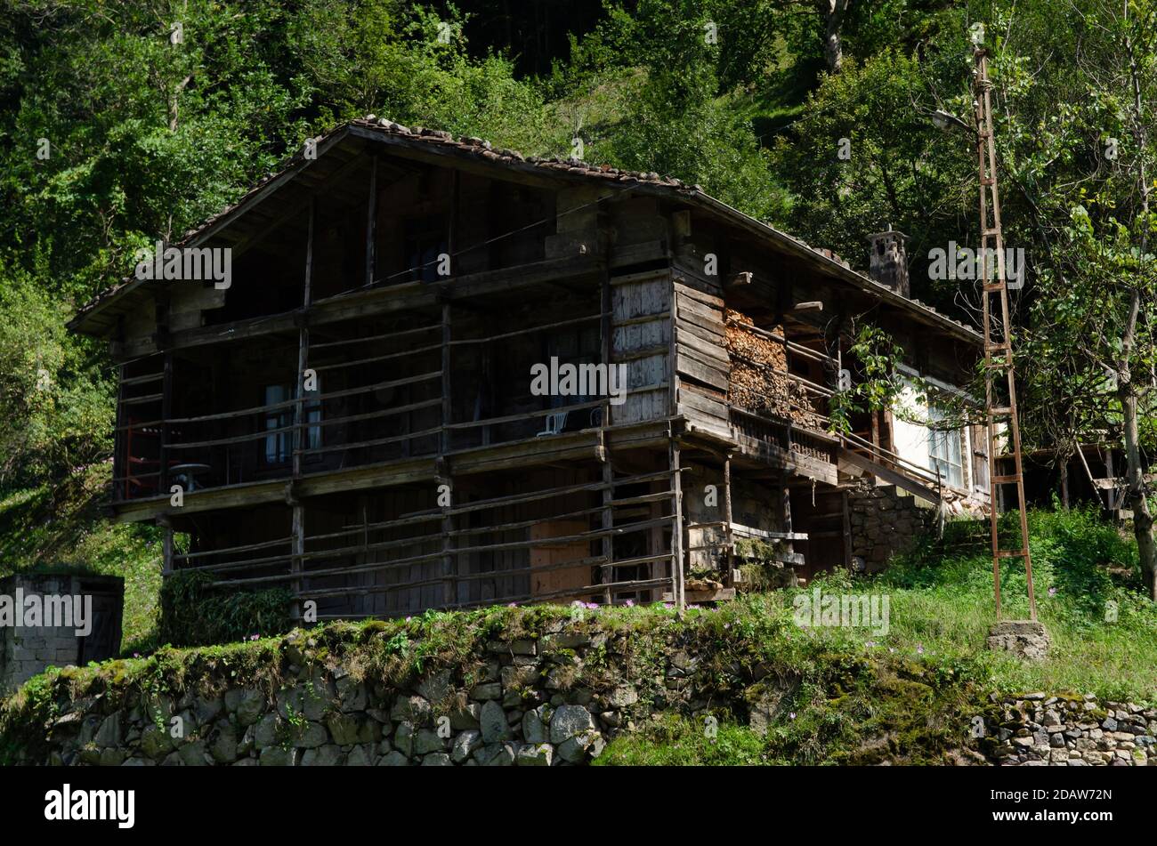 View of a traditional Turkish farm house in the Black Sea Mountains of ...