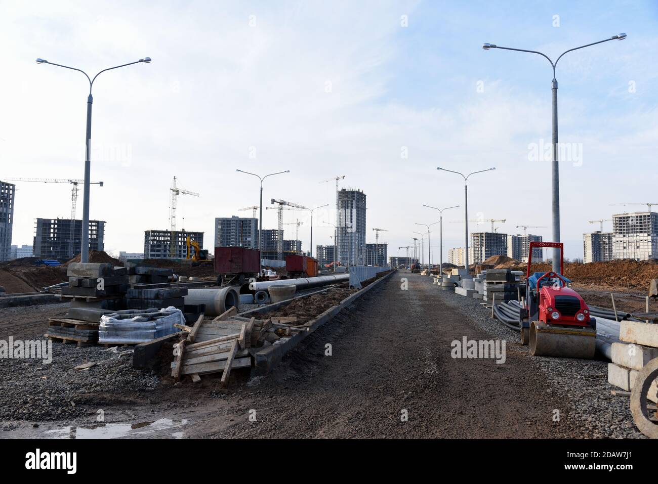 Road repair works at construction site. Construction road of city ...