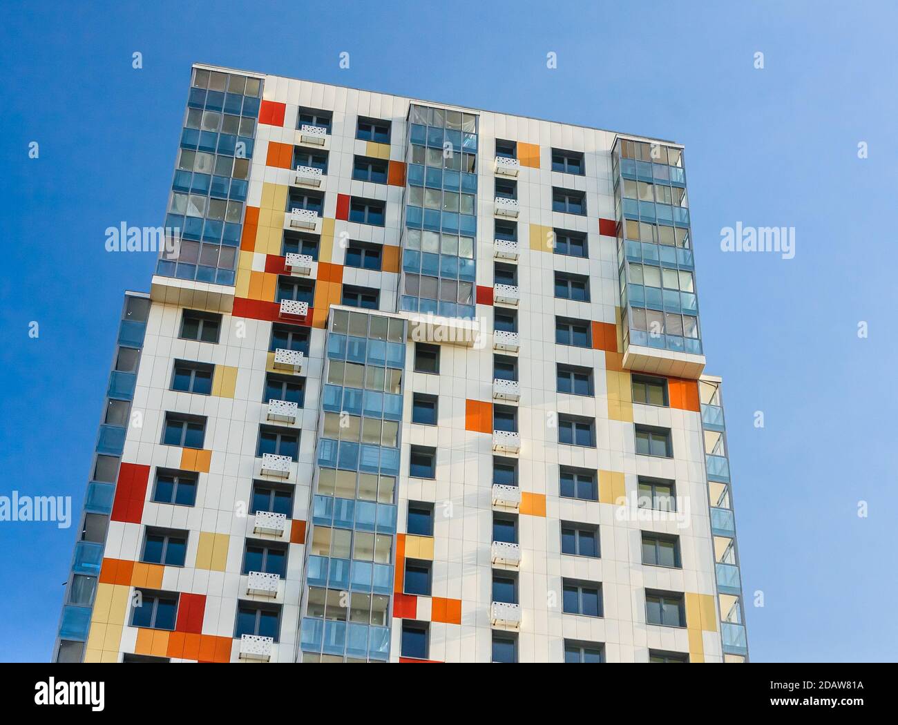 Fragment of a multi-storey residential building under the renovation ...