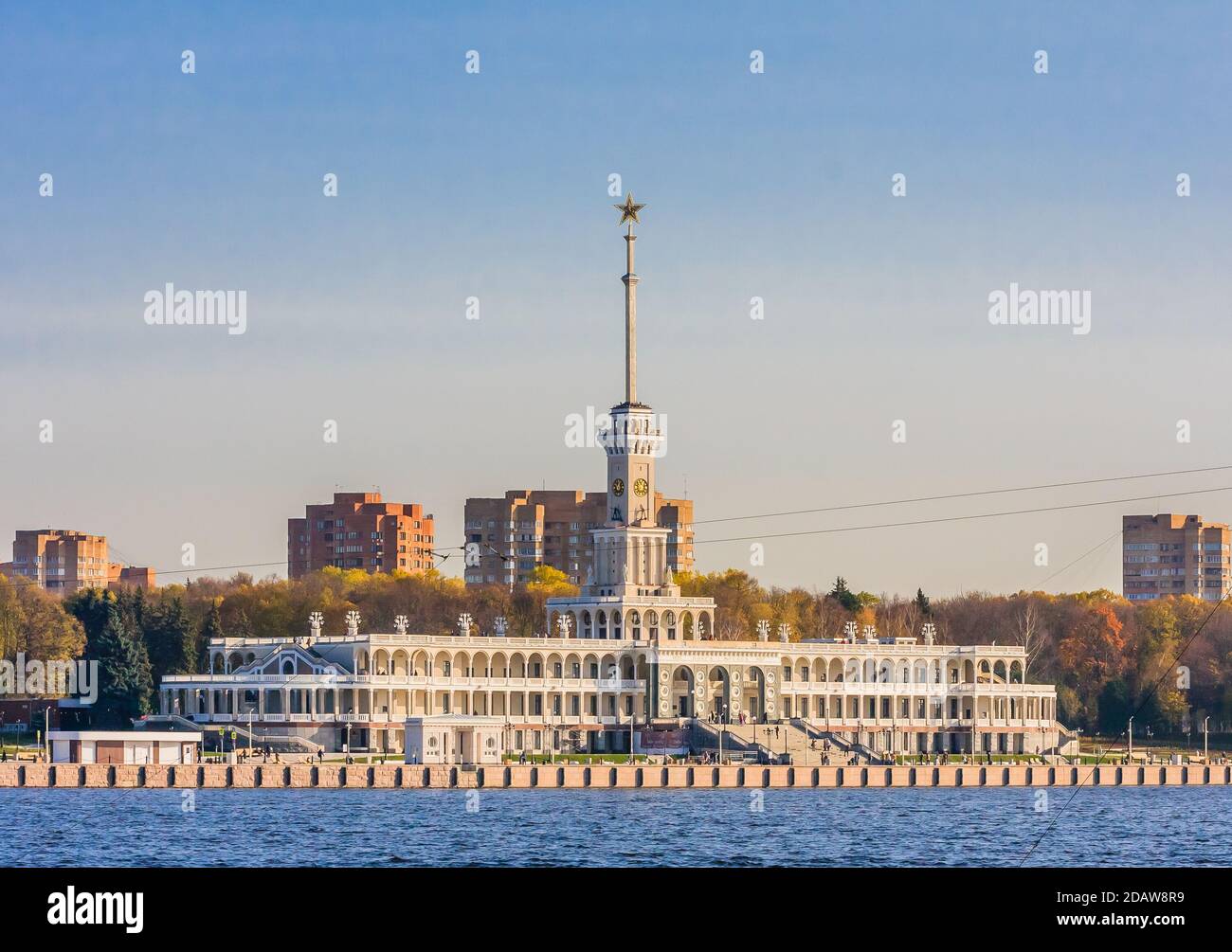 View of the Northern river port from the side of Northern Tushino ...