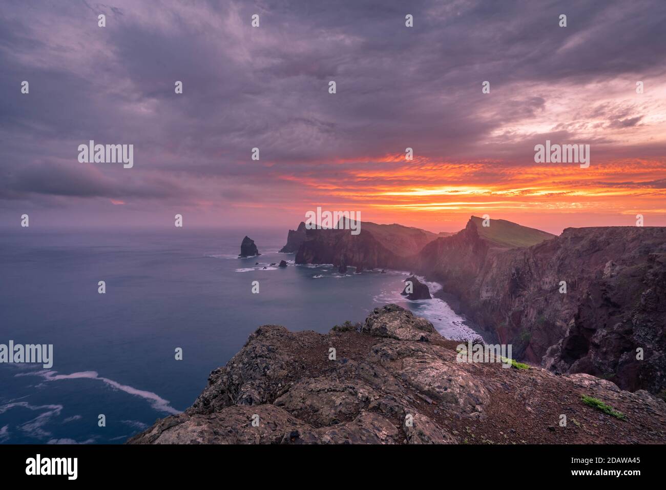 Sun rise in Madeira Island Landscape Stock Photo - Alamy