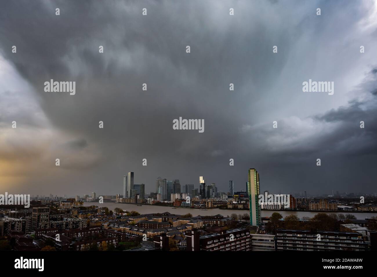 London, UK. 15th November, 2020. UK Weather: Massive rainstorm clouds ...