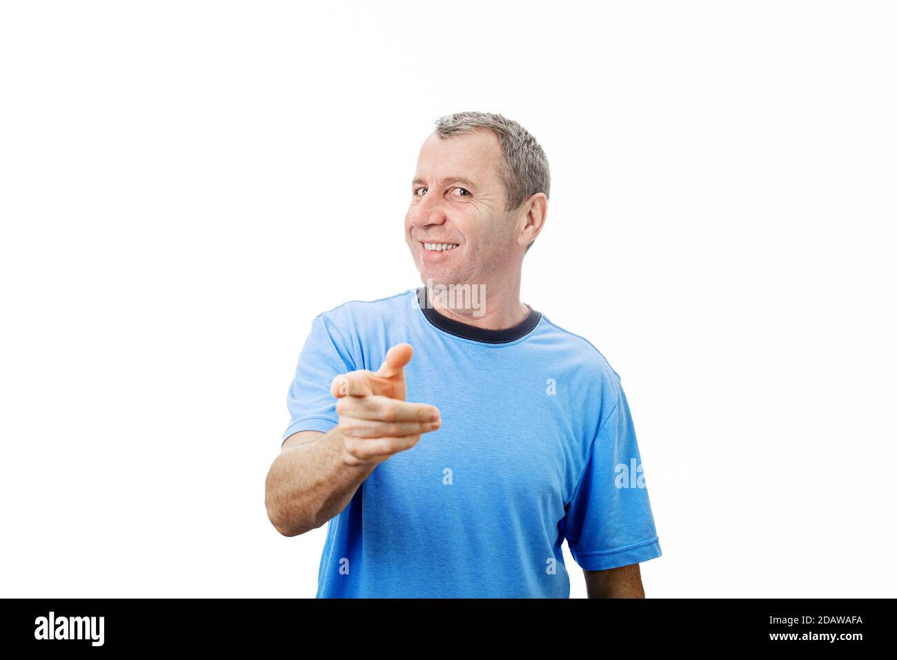 Portrait of carefree and friendly middle aged man , smiling broadly ...