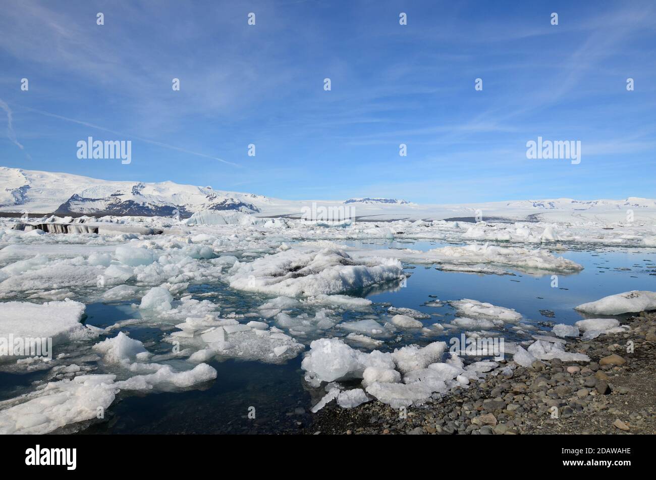 Spring views of a glacial lagoon in Southern Iceland Stock Photo - Alamy