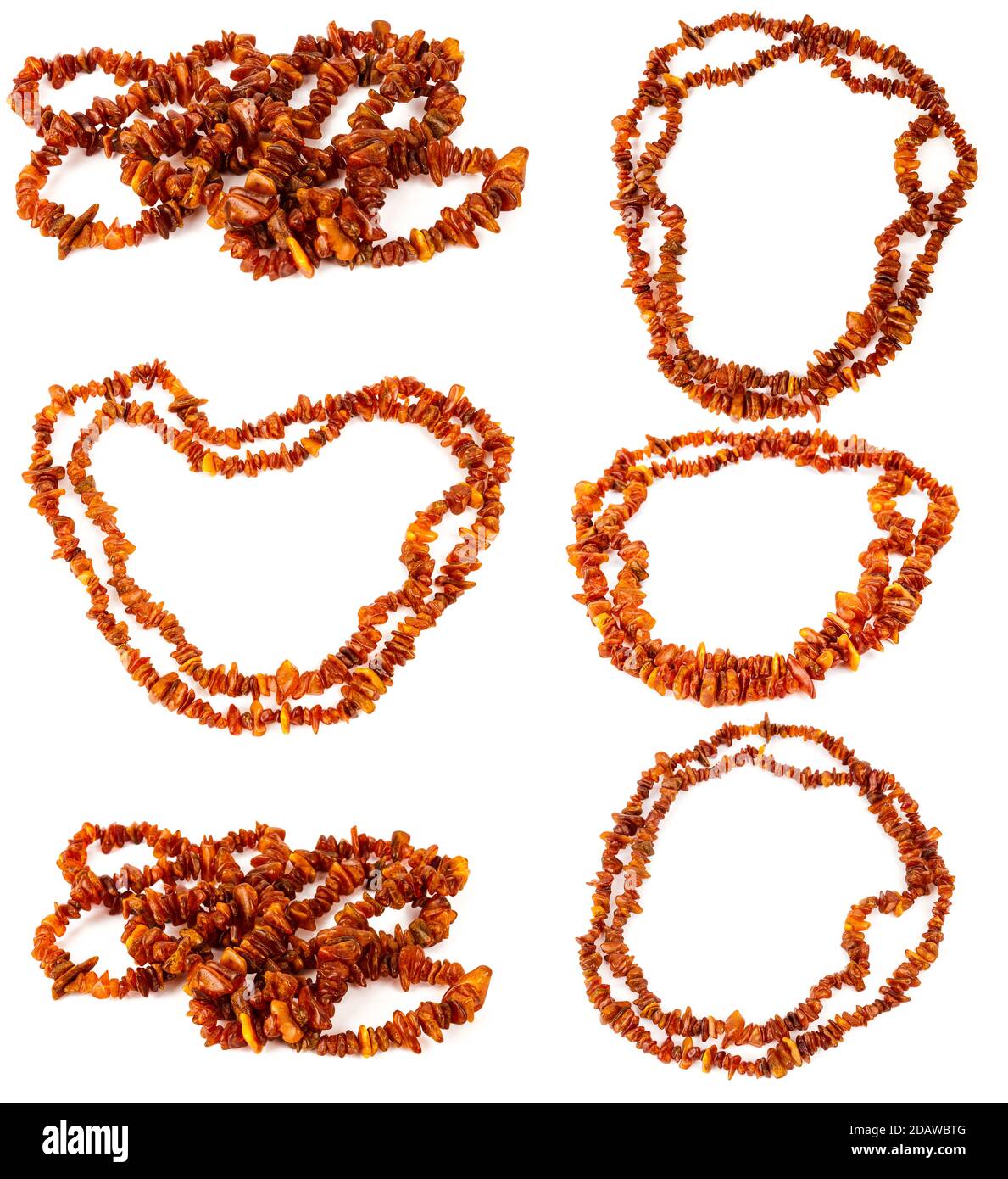 Collection of images with string of baltic amber beads isolated on ...