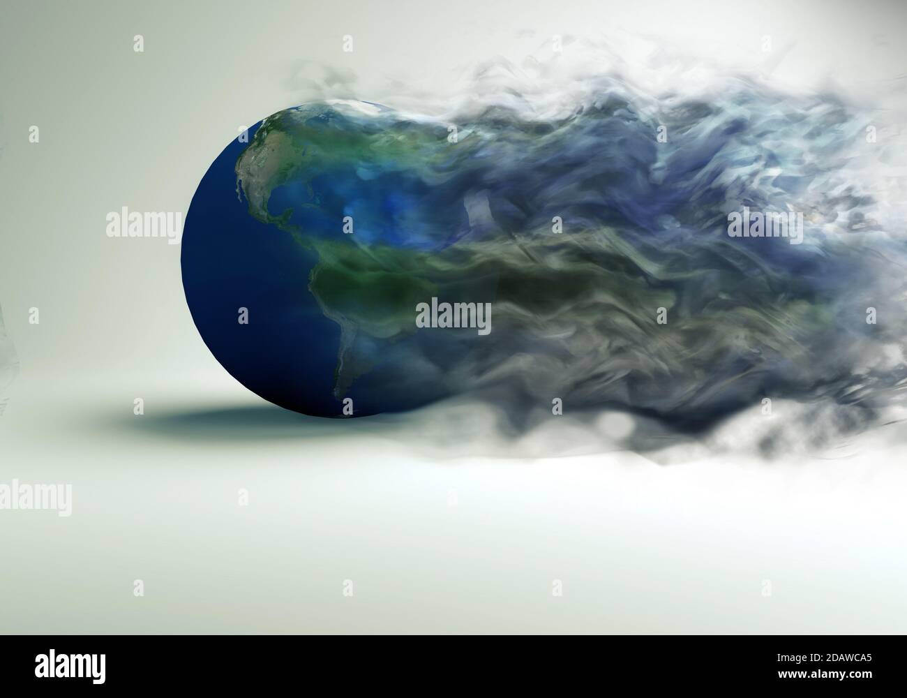 3d rendering illustration of the planet Earth disintegrating on a white ...