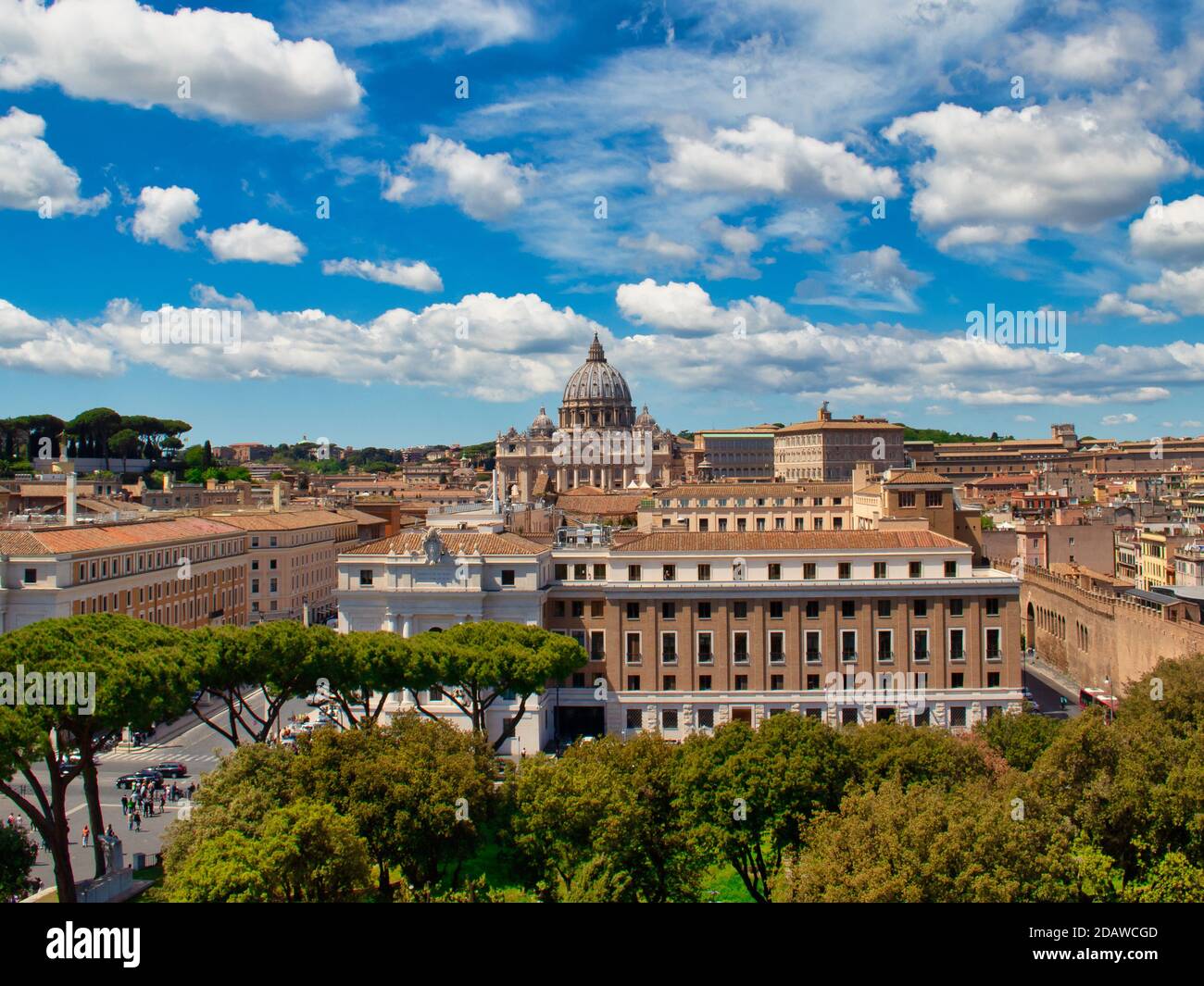 Rome, Italy - April 30, 2019 - View to the historic city of Rome and ...